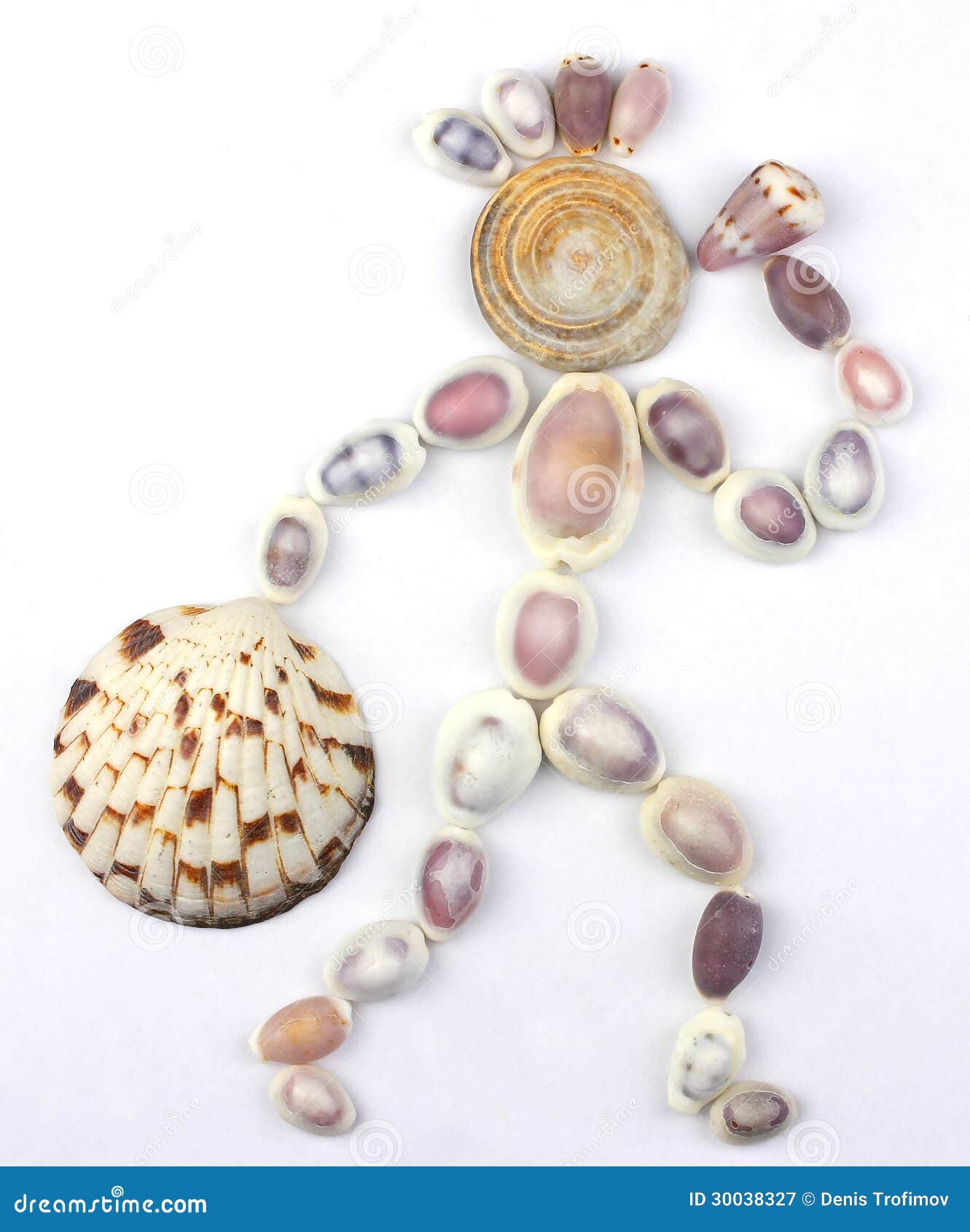 Seashells in the Shape of Human with Bottle and Bag Stock Image - Image ...