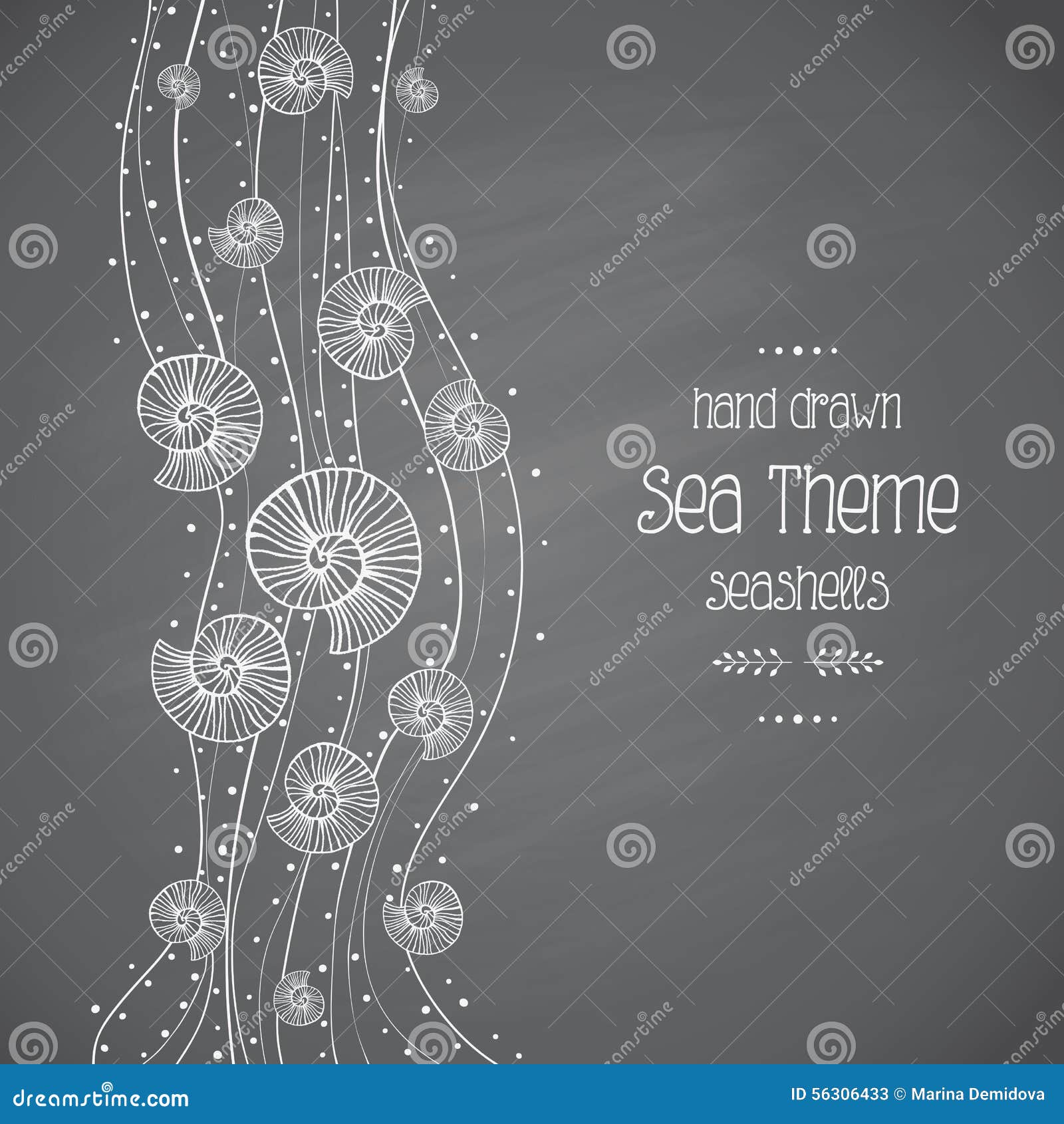 Seashells in Waves on Chalkboard Stock Vector - Illustration of summer ...