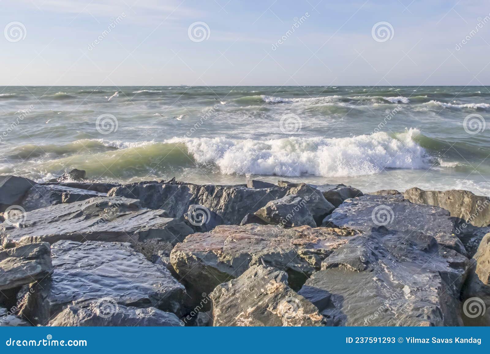 Seashore, Cliffs and Heavy Waves in Winter Stock Image - Image of ...
