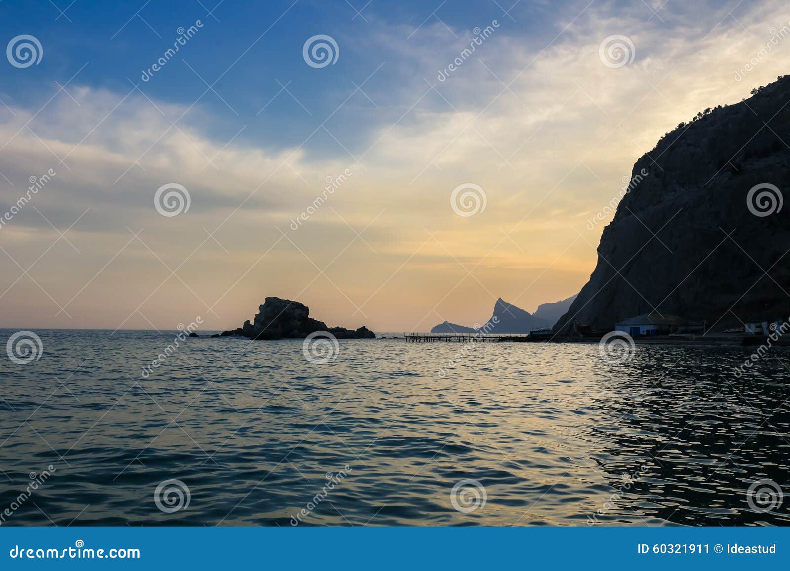 Seashore with Cliffs at Sunset Sea Sky Rock Coast Stock Image - Image ...