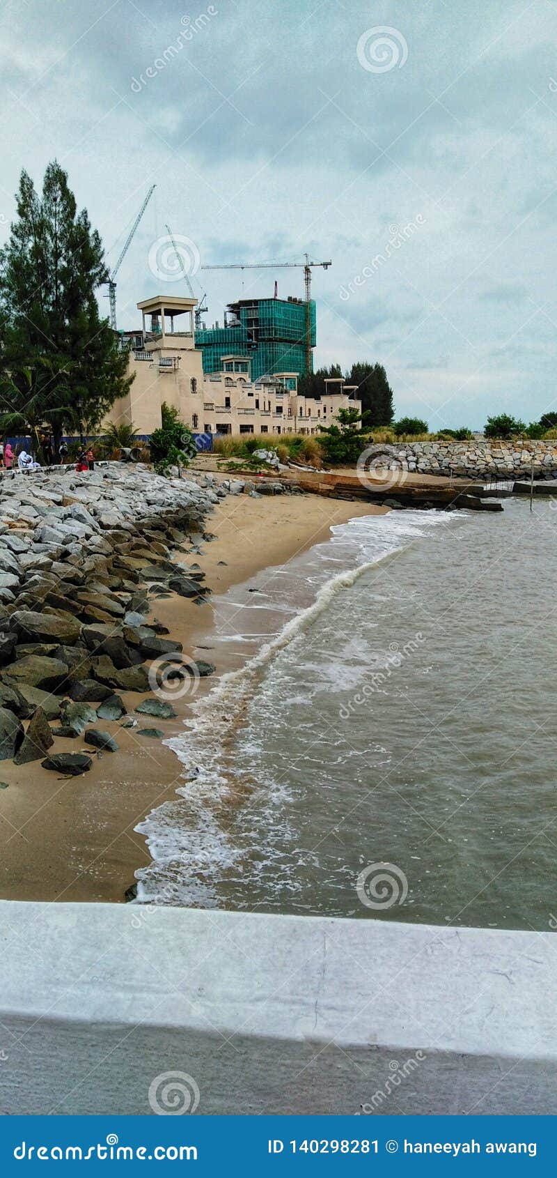 Seashore with Construction View Stock Image - Image of view, seaside ...