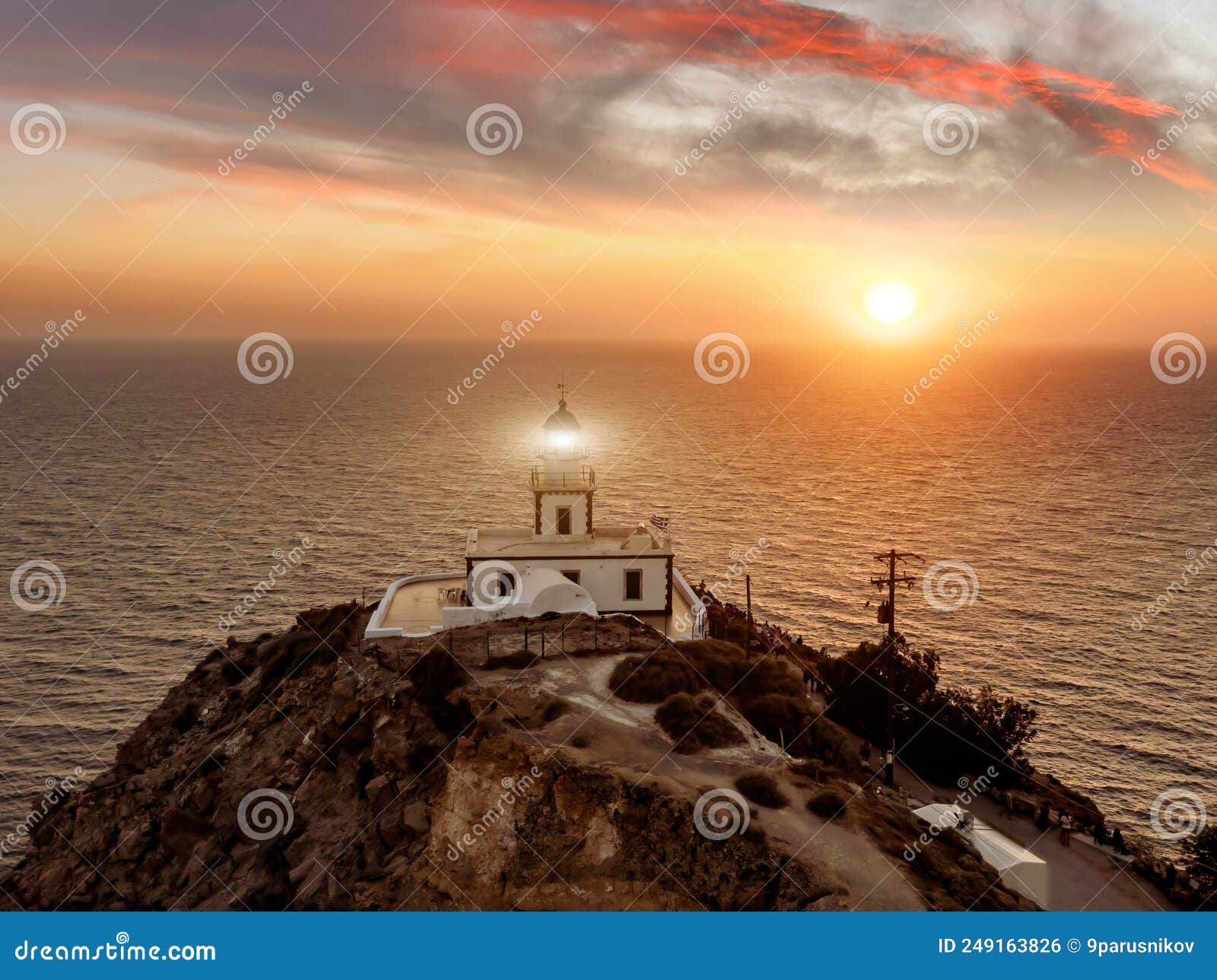 Seashore Lighthouse, Beacon during Sunset. Stock Photo - Image of ...