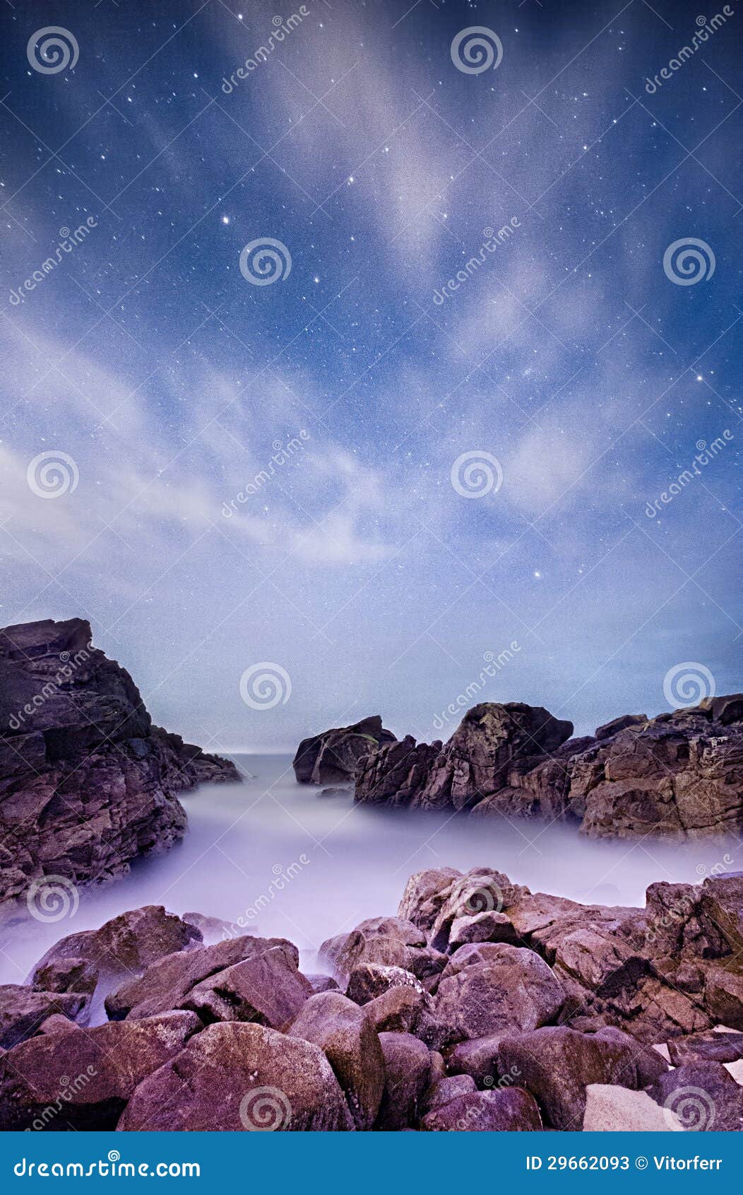 Seashore at Night with Beautiful Starts in the Sky Stock Image - Image ...