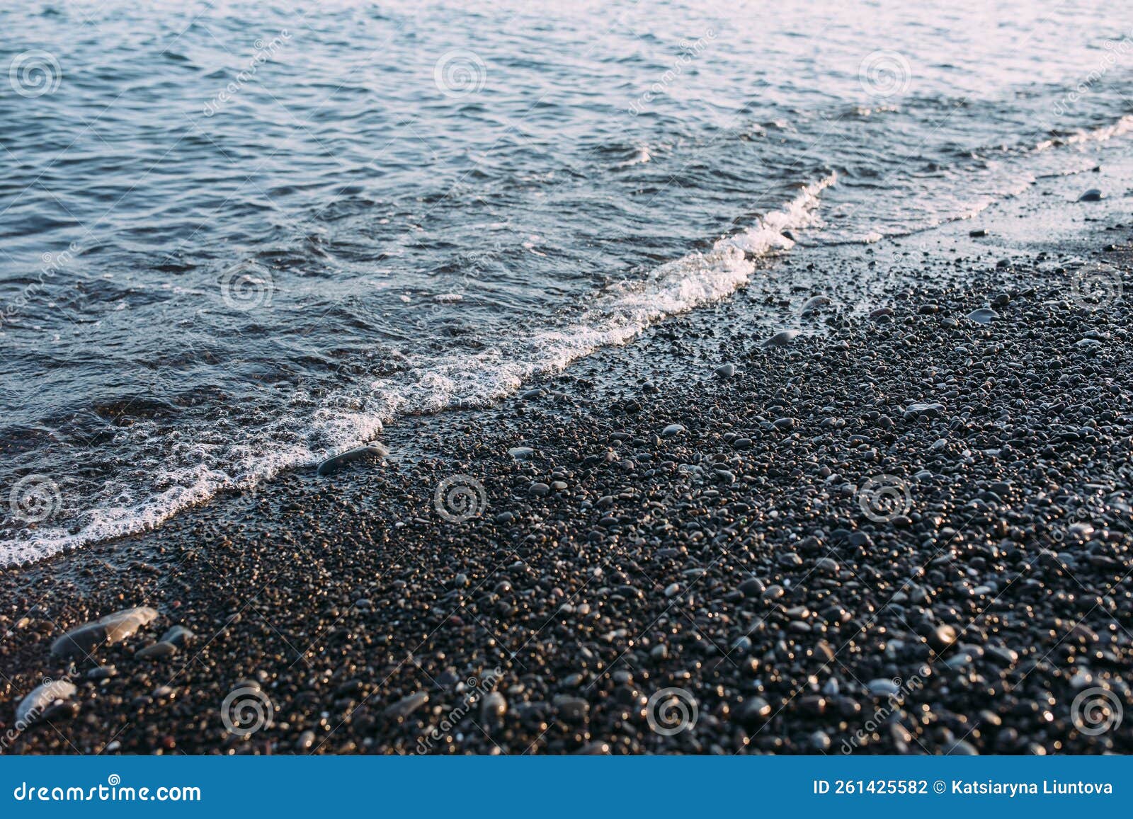 Seashore with Pebbles and Stones in the Evening at Sunset Stock Photo ...