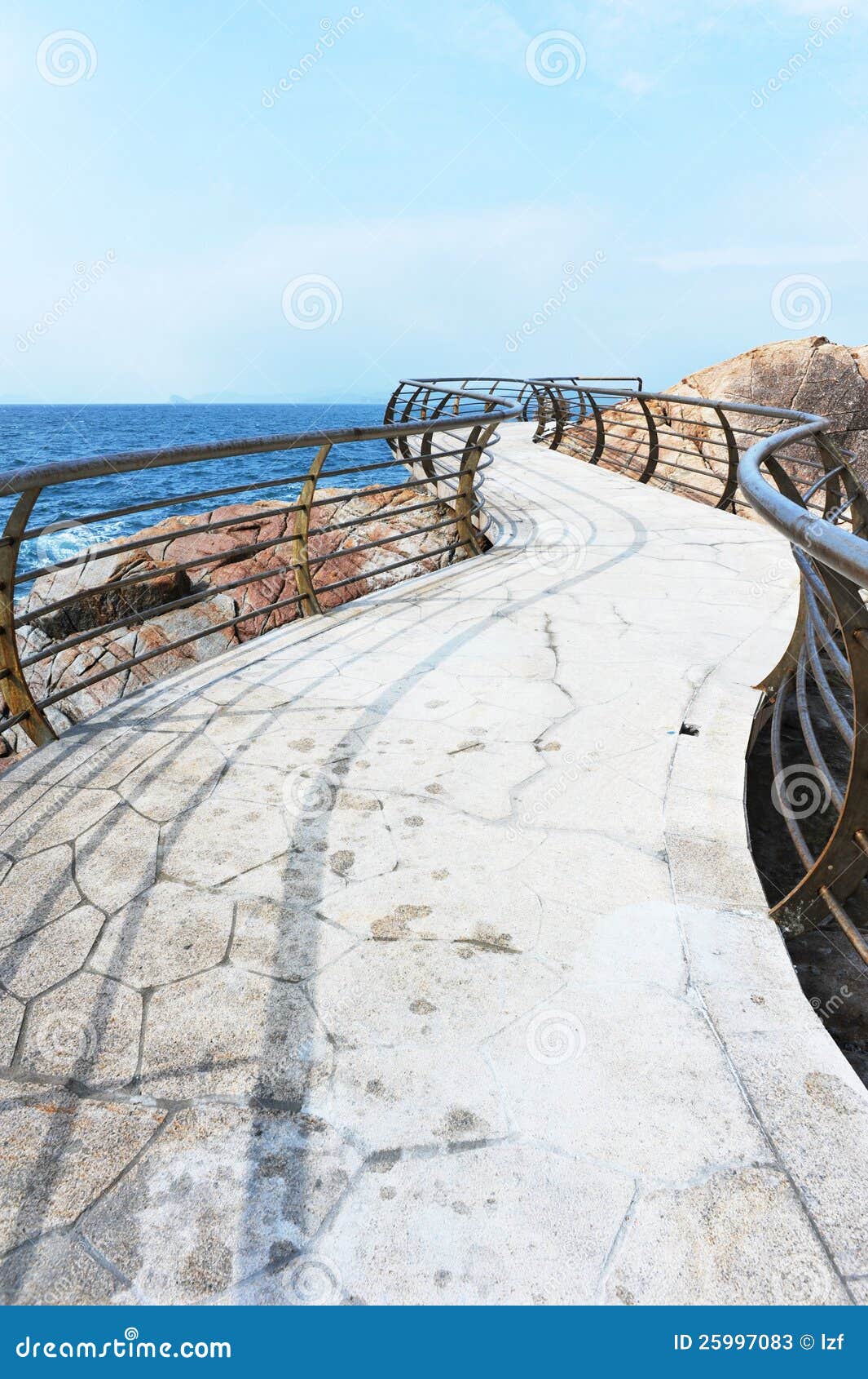 Seashore plank road stock image. Image of blue, handrail - 25997083