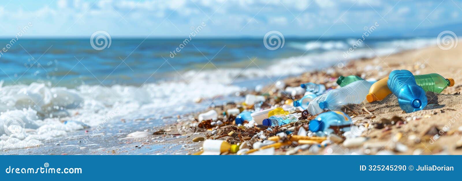 Seashore Pollution Littered Beach Depicting Environmental Damage with ...