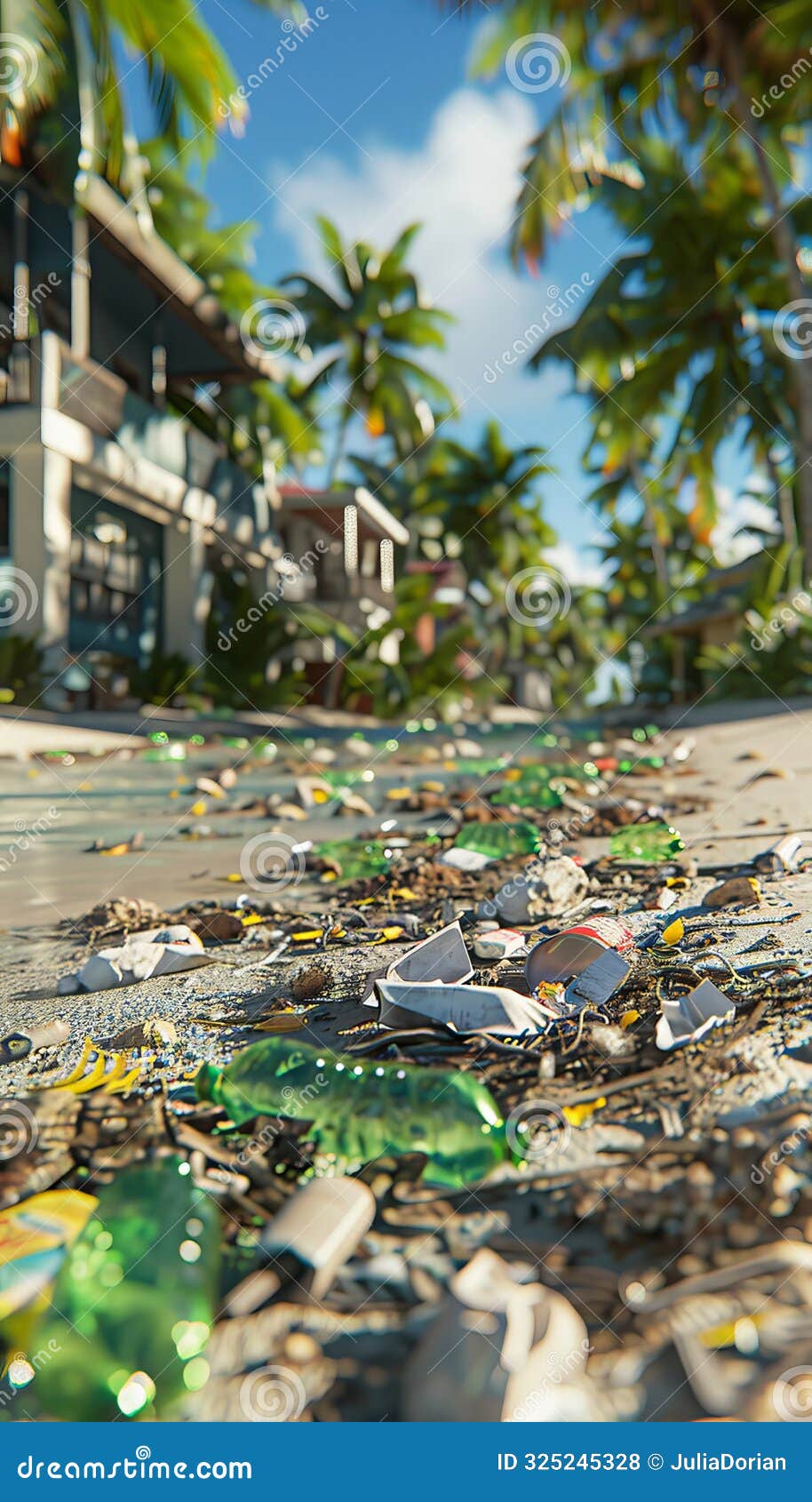 Seashore Pollution Trash Littered Across Beach, Environmental ...