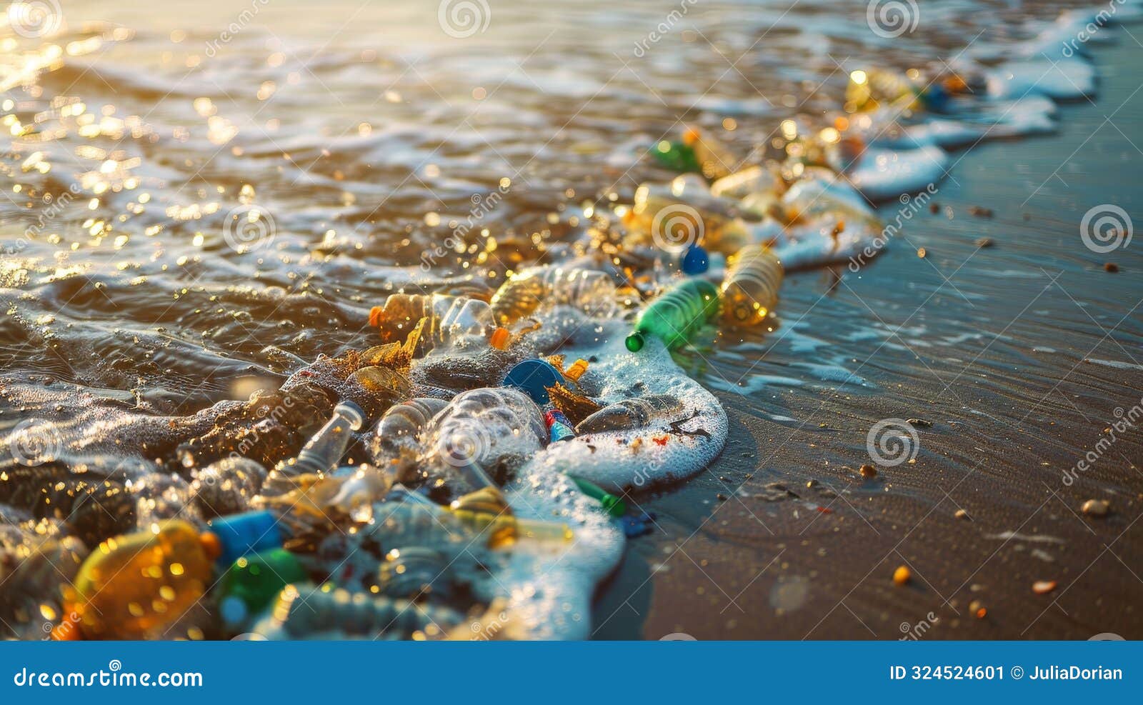 Seashore Pollution Littered Beach with Garbage, Offering Ample Space ...