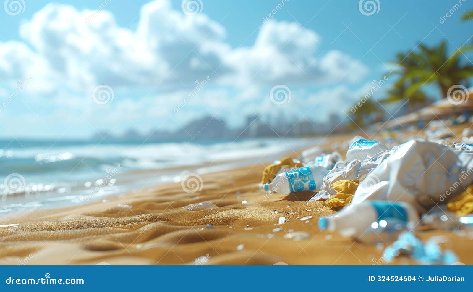 Seashore Pollution Trash Litter On Beach, Environmental Degradation ...