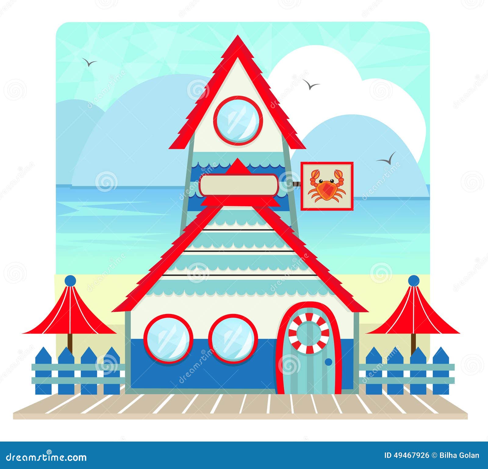 Seashore Restaurant stock vector. Illustration of industry - 49467926