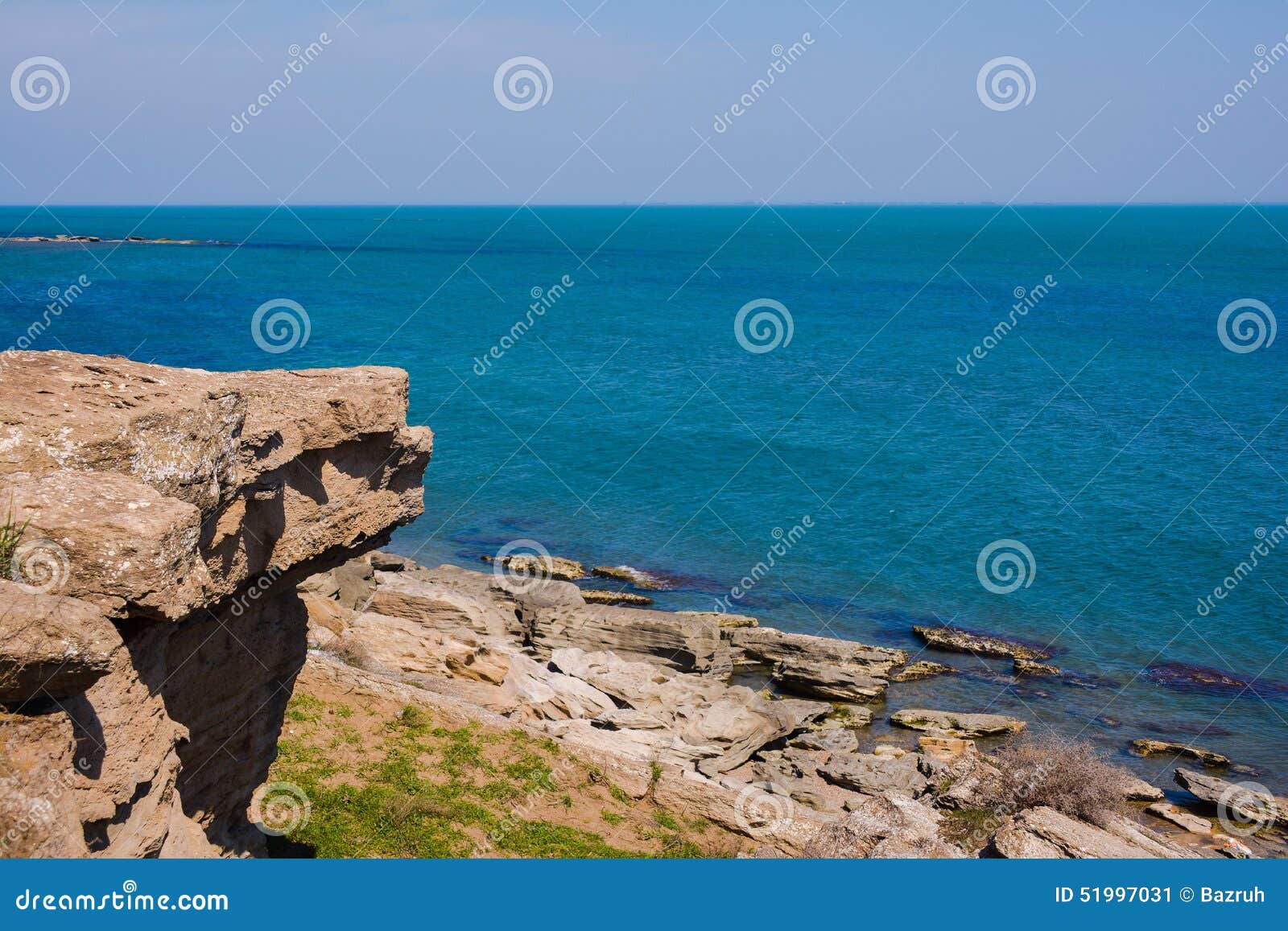 Seashore, Rocks, Blue Water, Caspian Sea Stock Image - Image of cliff ...