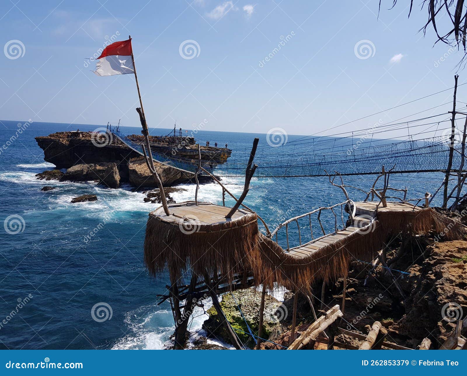 Seashore rope bridge stock image. Image of rope, vacation - 262853379