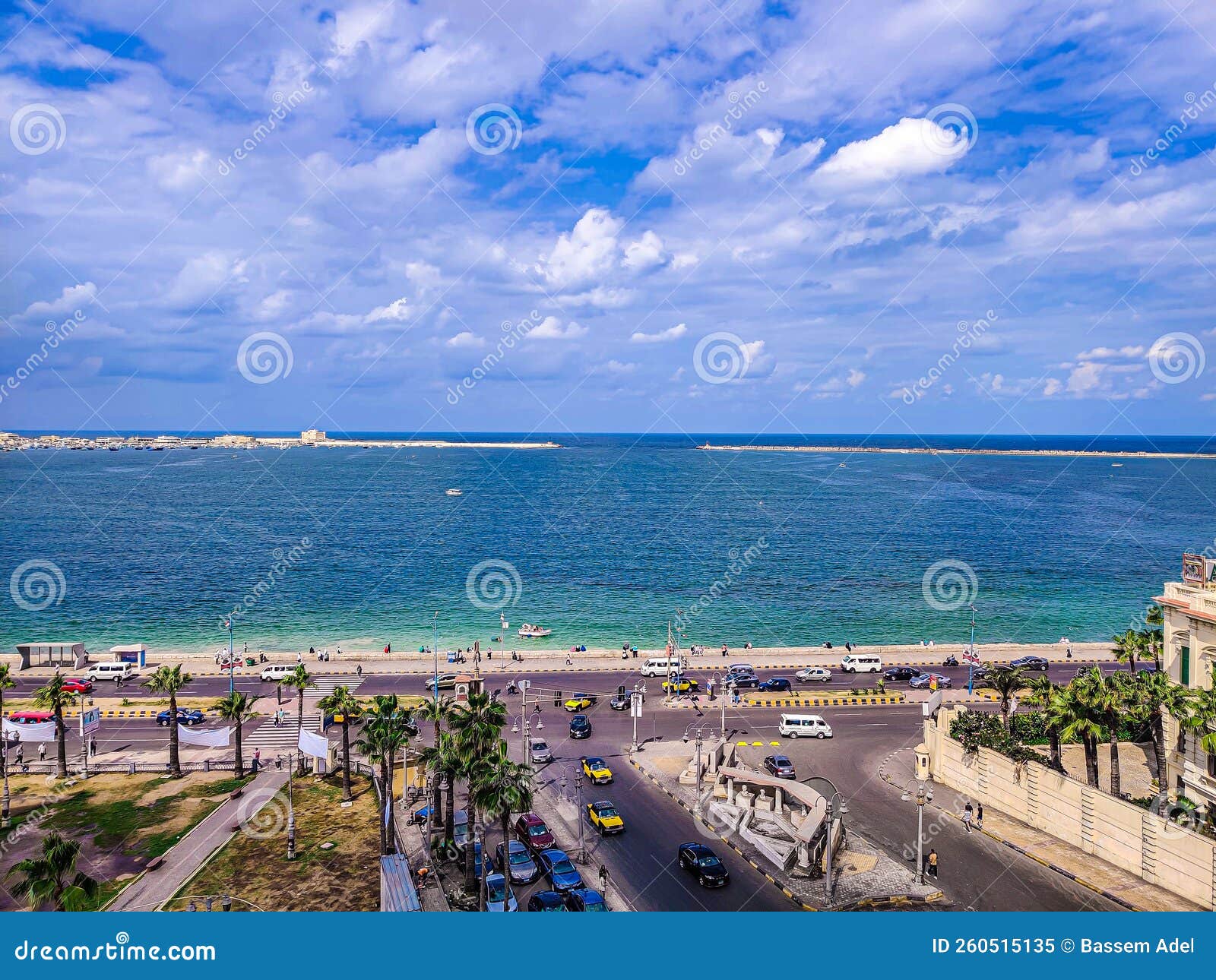 City Overview Seashore with Sky , Cloud & Rocks in Alexandria Egypt ...