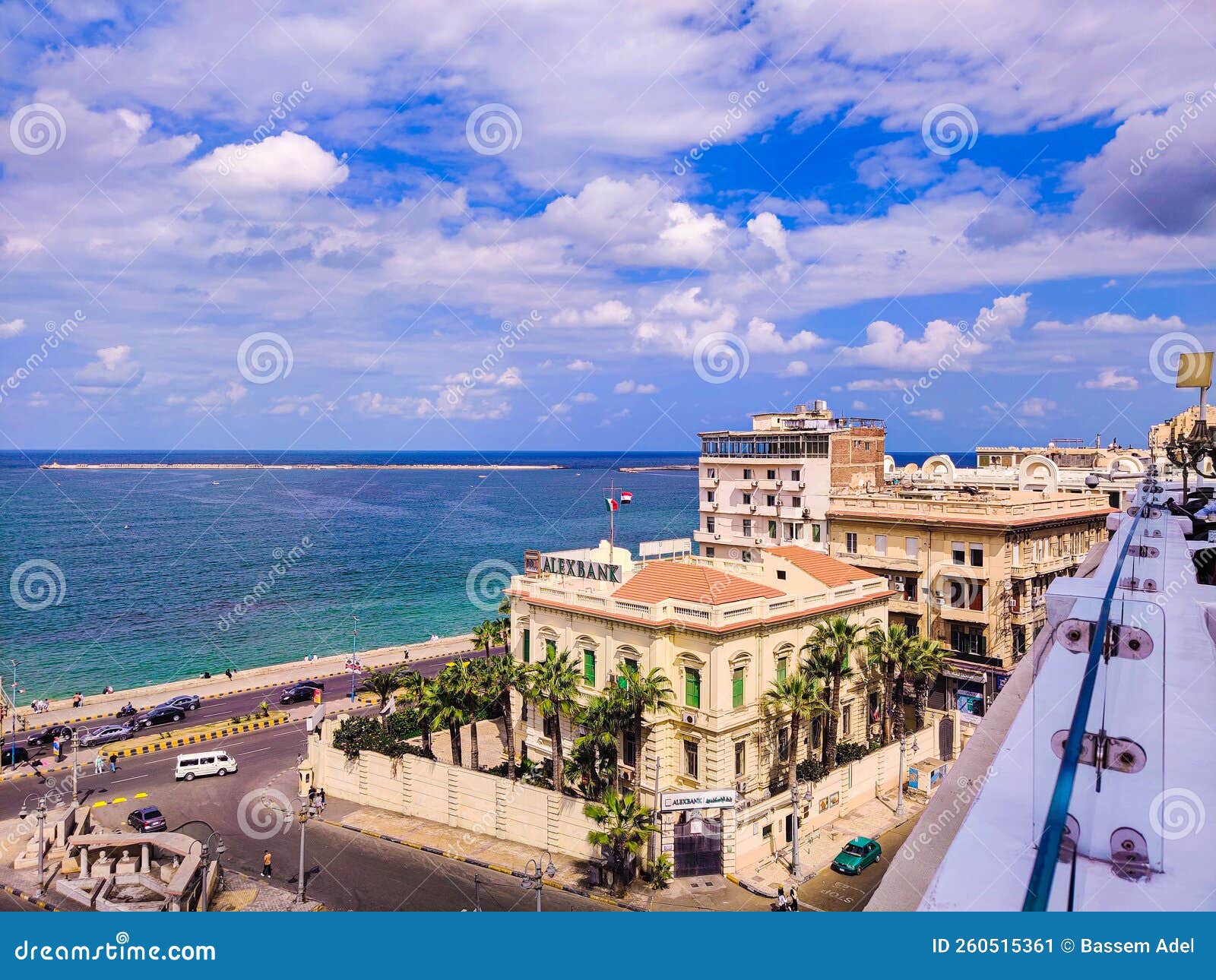City Overview Seashore with Sky , Cloud & Rocks in Alexandria Egypt ...