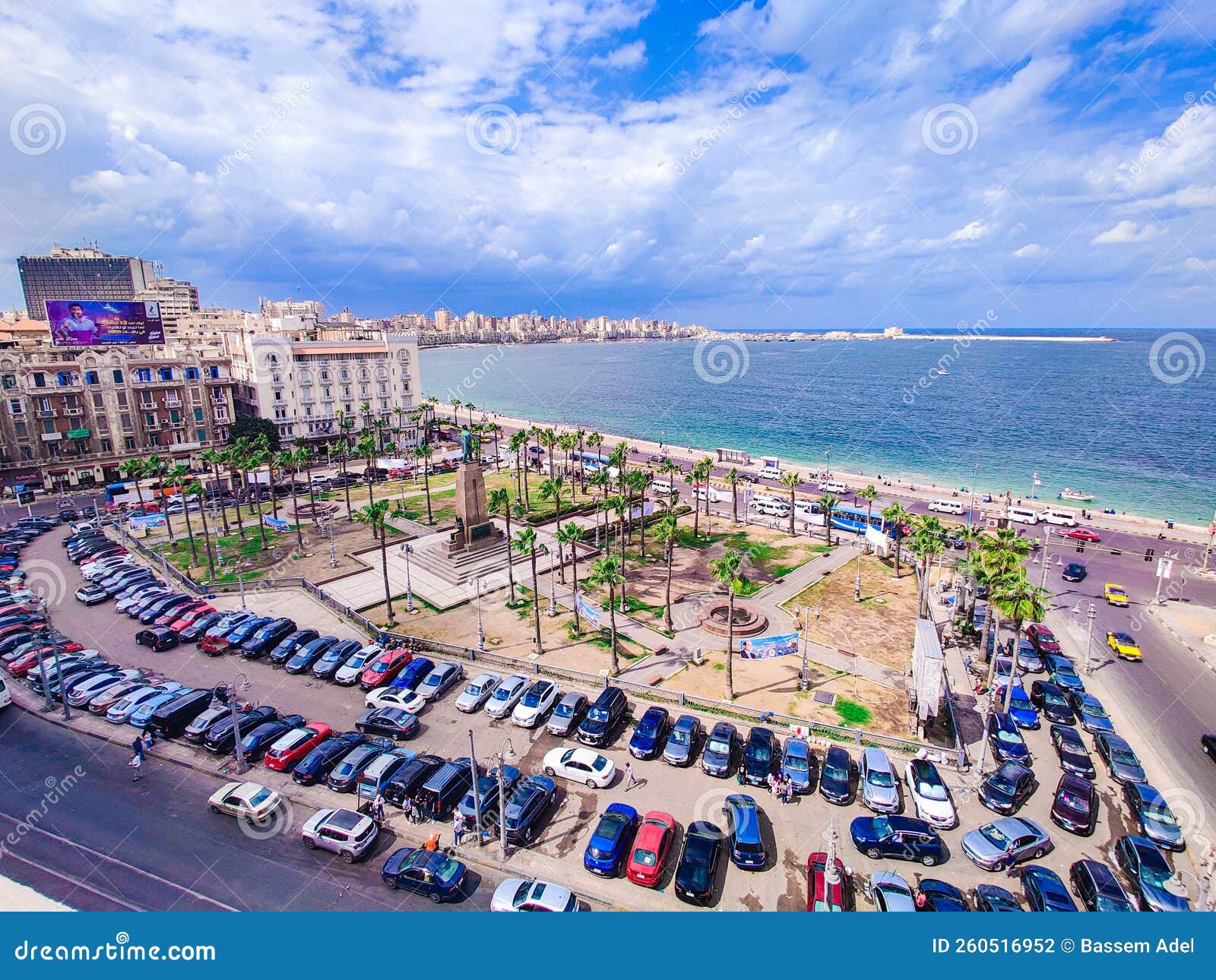City Overview Seashore with Sky , Cloud & Rocks in Alexandria Egypt ...