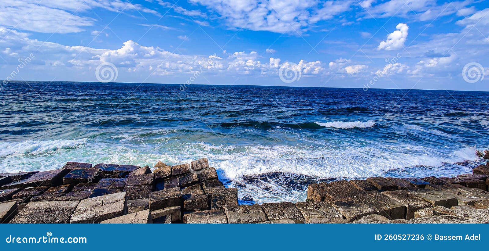 Seashore with Sky , Cloud & Rocks in Alexandria Egypt Stock Photo ...