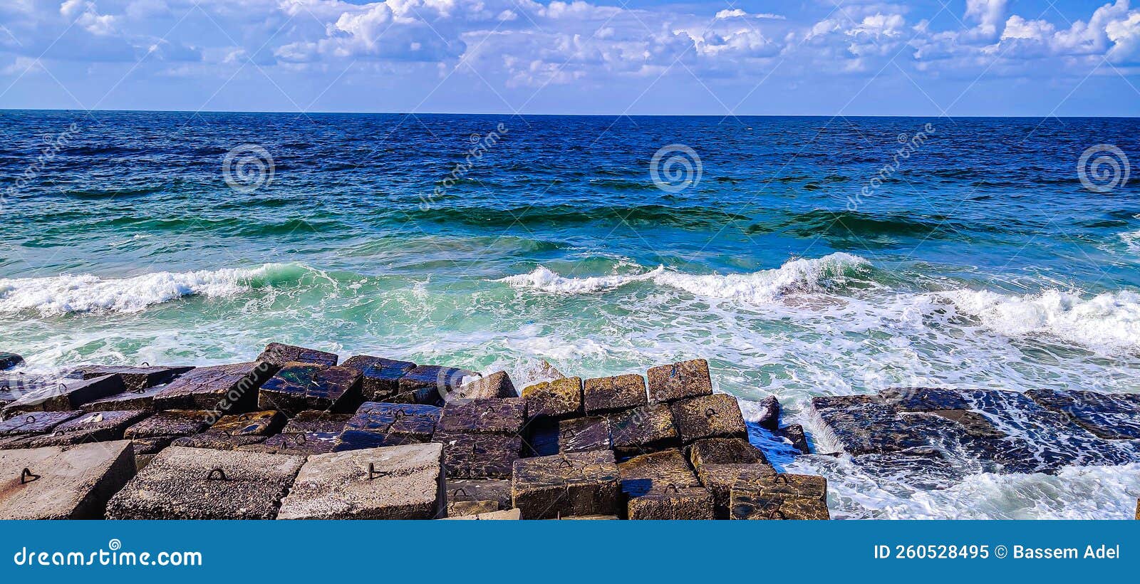 Seashore with Sky , Cloud & Rocks in Alexandria Egypt Stock Image ...