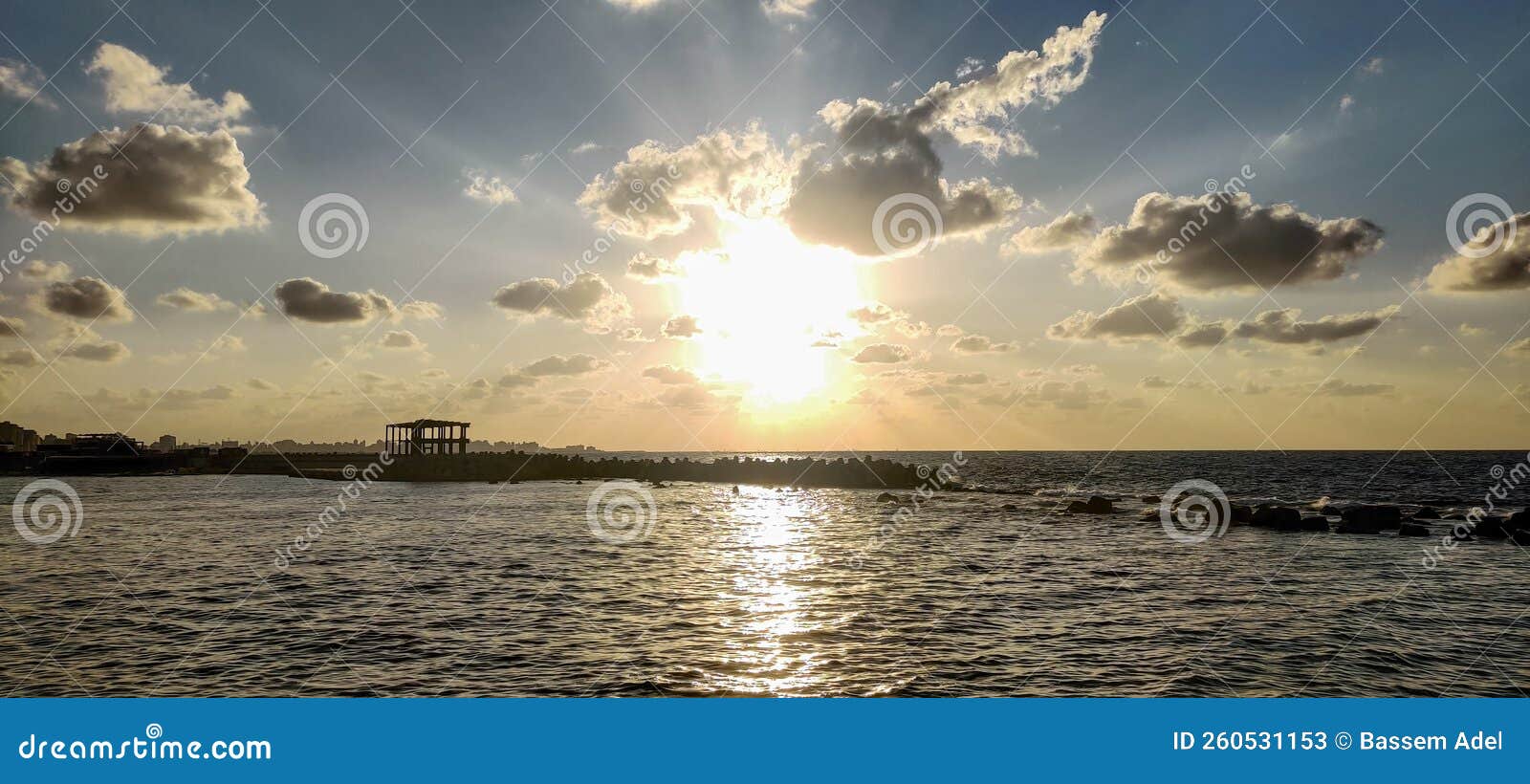Sunset on the Seashore with Sky , Cloud & Rocks in Alexandria Egypt ...