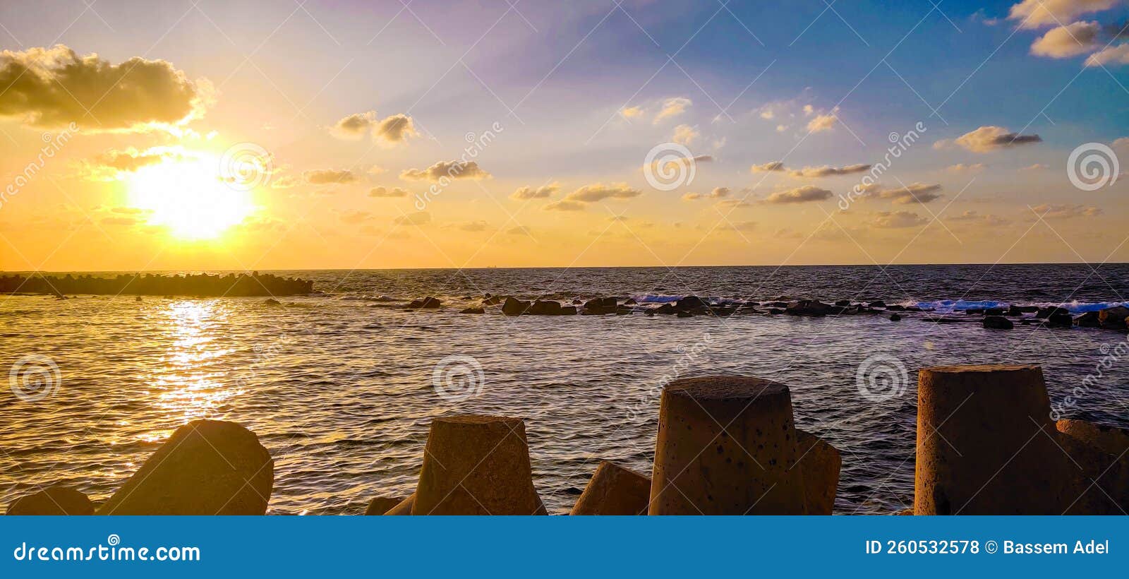 Sunset on the Seashore with Sky , Cloud & Rocks in Alexandria Egypt ...