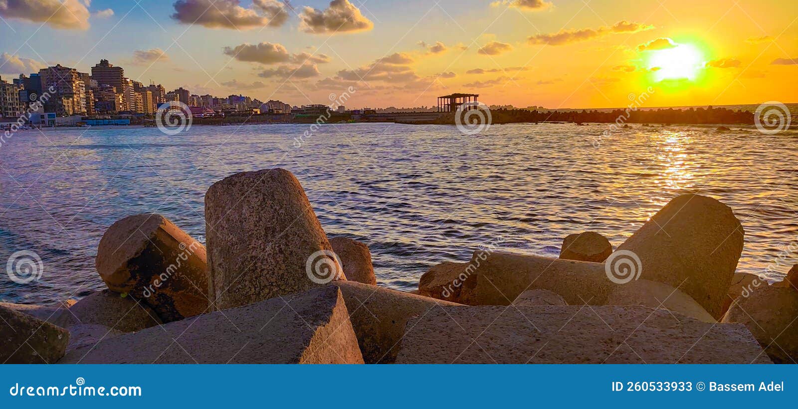 Sunset on the Seashore with Sky , Cloud & Rocks in Alexandria Egypt ...