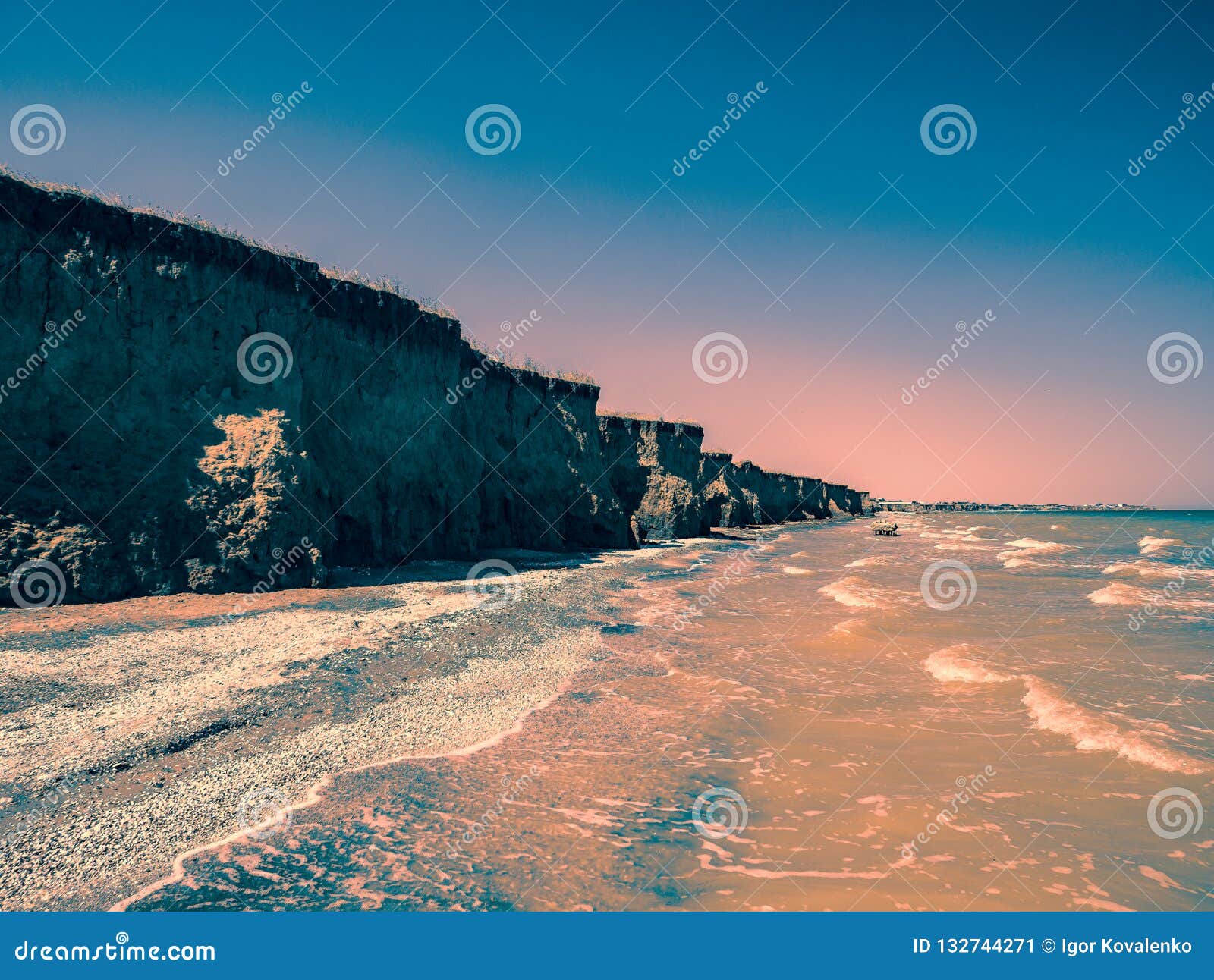 Seashore Stormed with Dramatic Clouds, Nature Stock Image - Image of ...