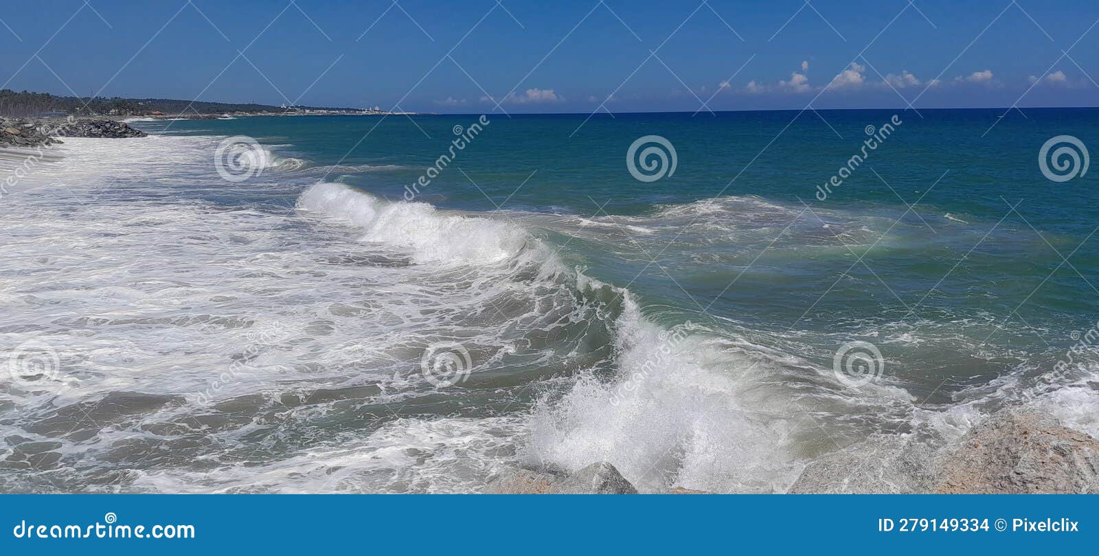 Seashore violent waves. stock photo. Image of cove, terrain - 279149334