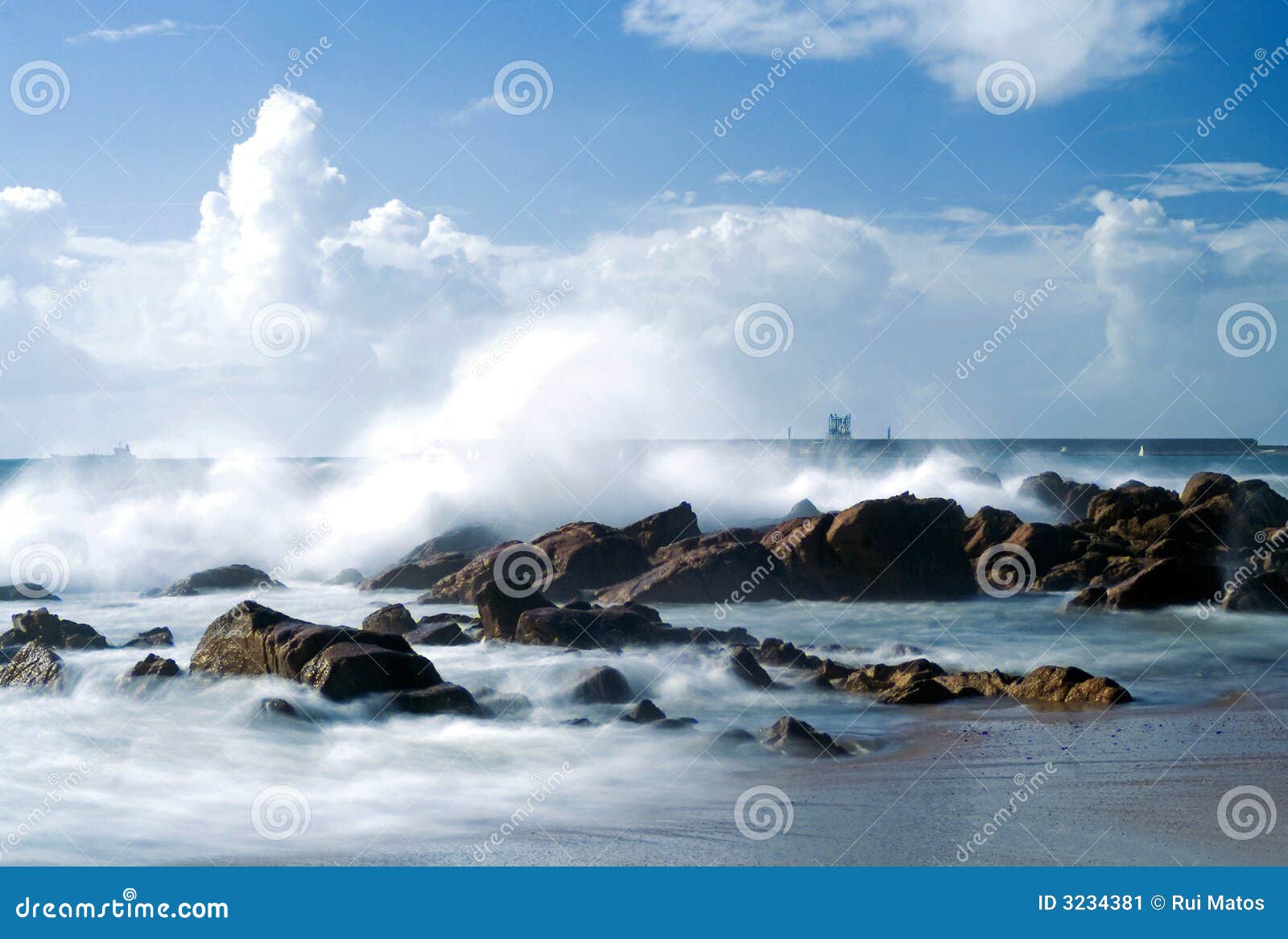 Beautiful Daylight Stormy Sea with Waves Hitting the Rocks Stock Image ...