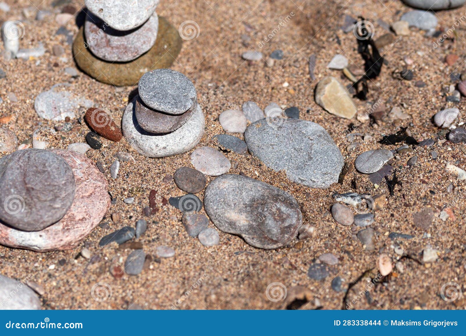 Seaside Beach Stones and Pebbles on Sand Stock Photo - Image of water ...