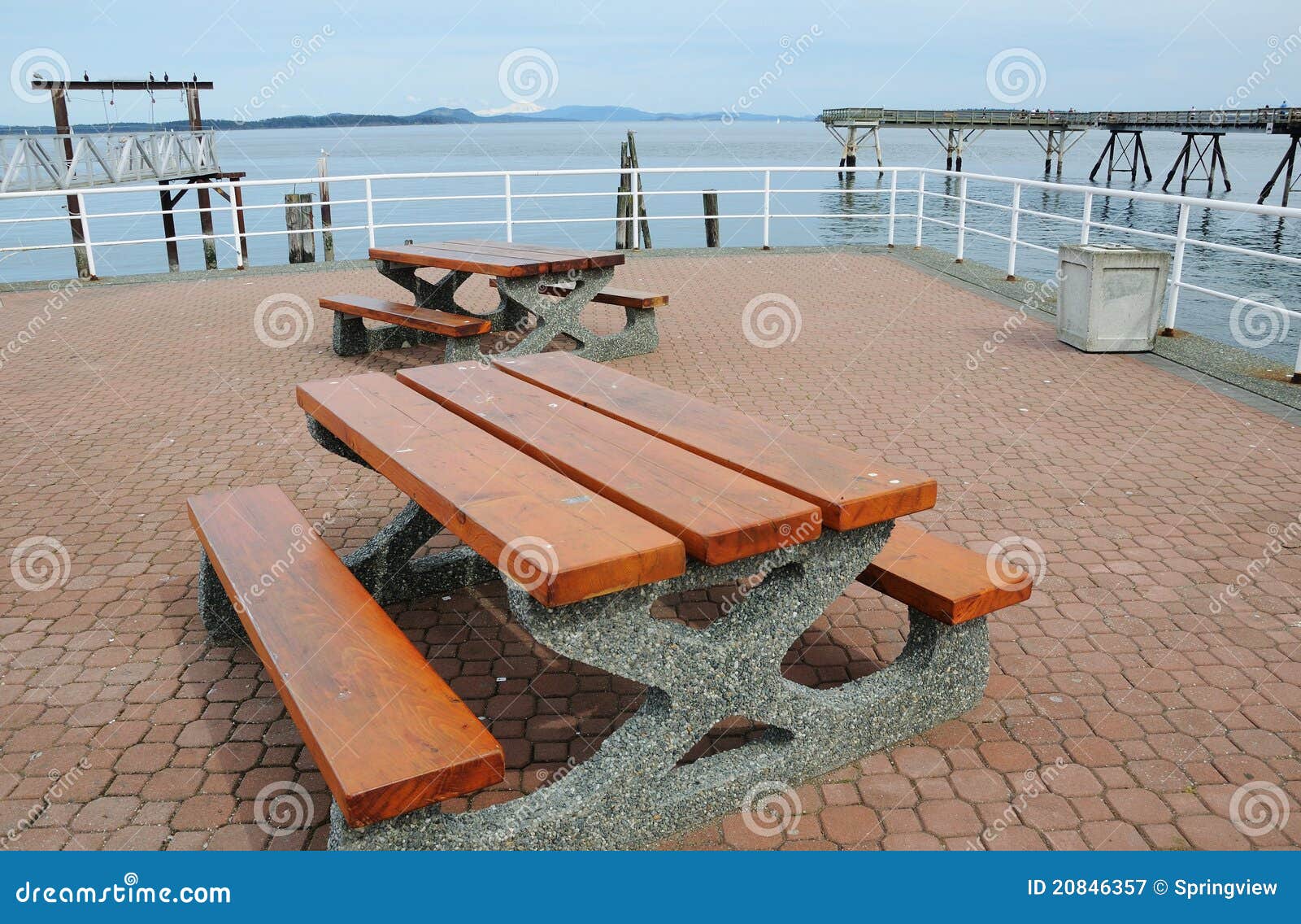 Seaside benches stock image. Image of clouds, ocean, waterfront - 20846357