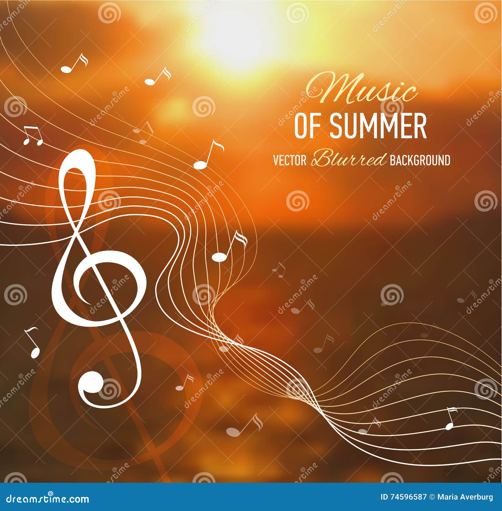 Seaside Blurred Background with Music Note and Key Stock Vector ...