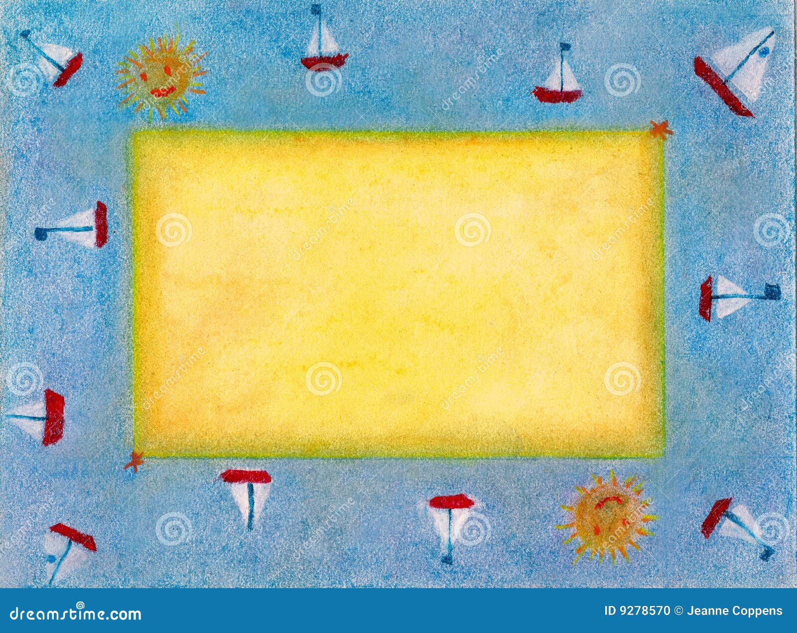 Seaside border. stock illustration. Illustration of painting - 9278570