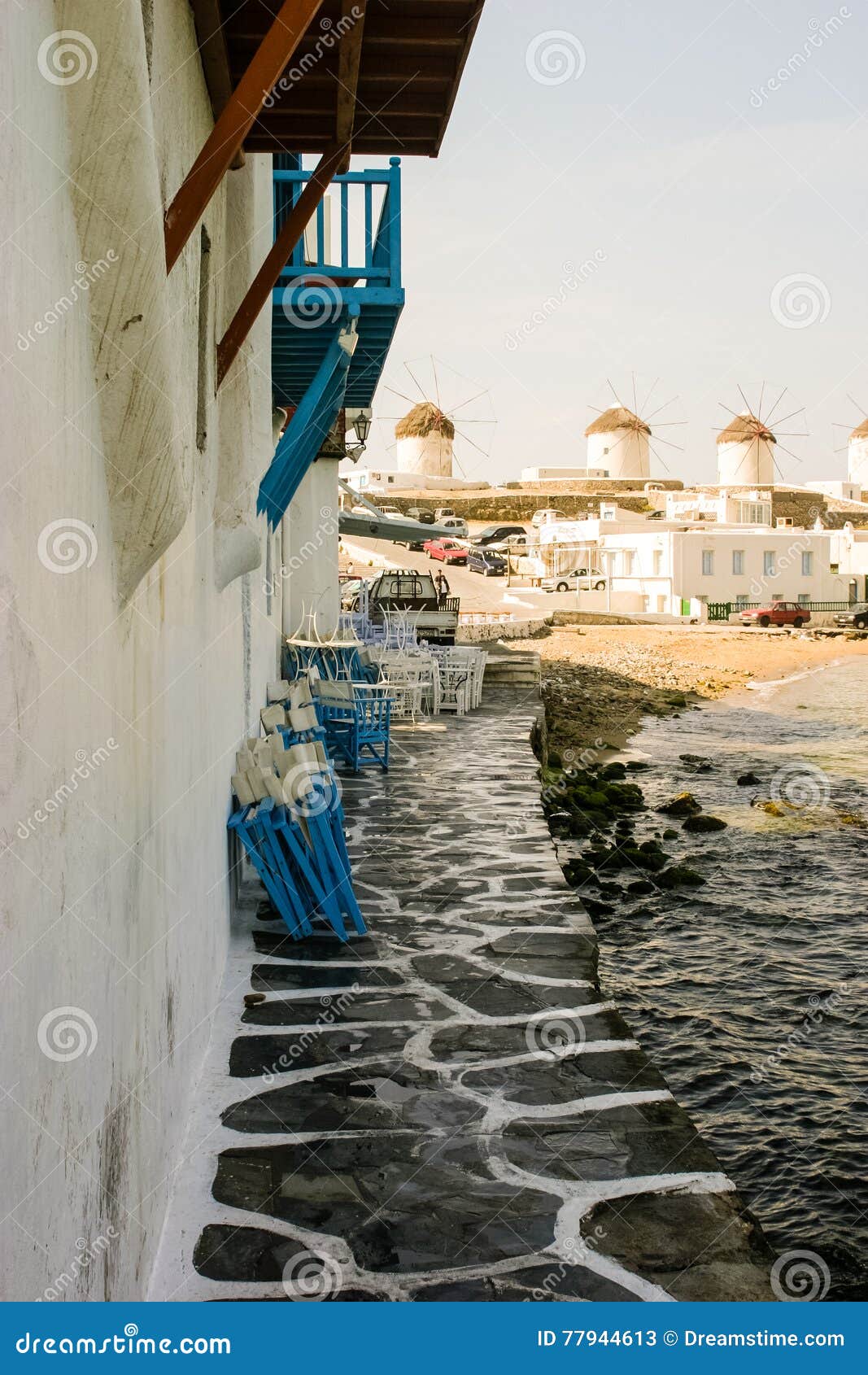Seaside building editorial stock photo. Image of mykonos - 77944613