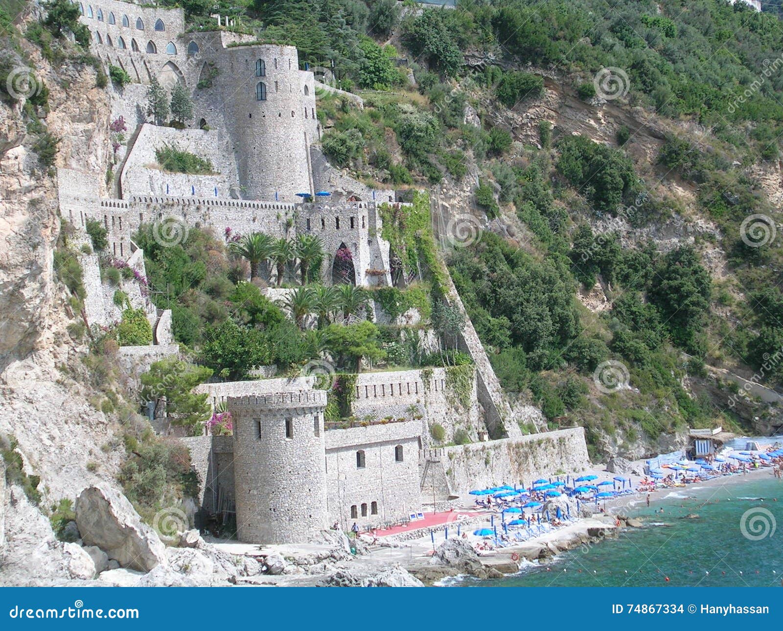 Seaside Castle, Amalfi Coast Stock Photo - Image of coast, seaside ...