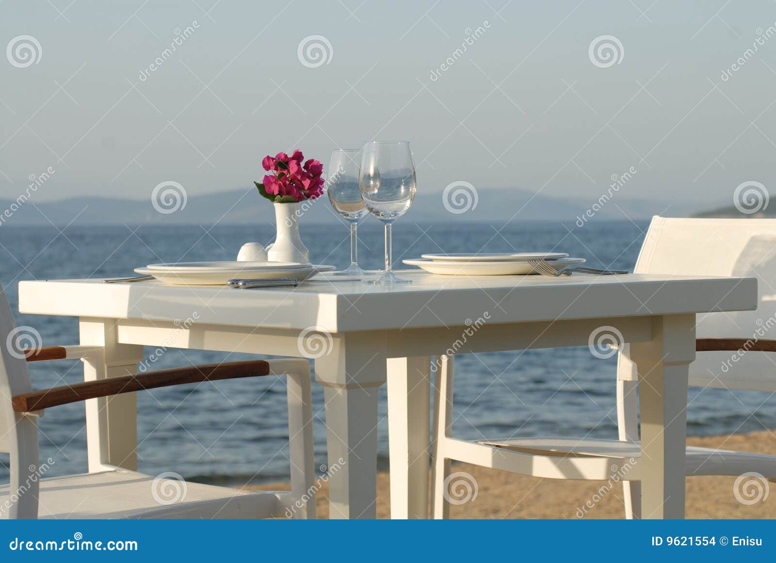 Seaside dinner table stock photo. Image of table, seashore - 9621554