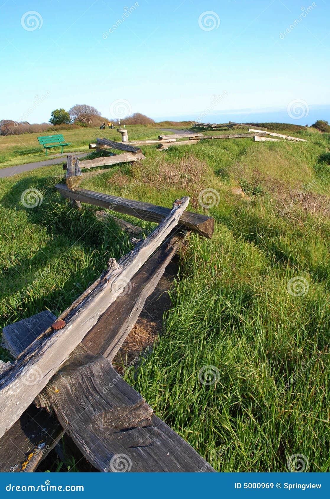 Seaside fence stock image. Image of cloudless, path, british - 5000969