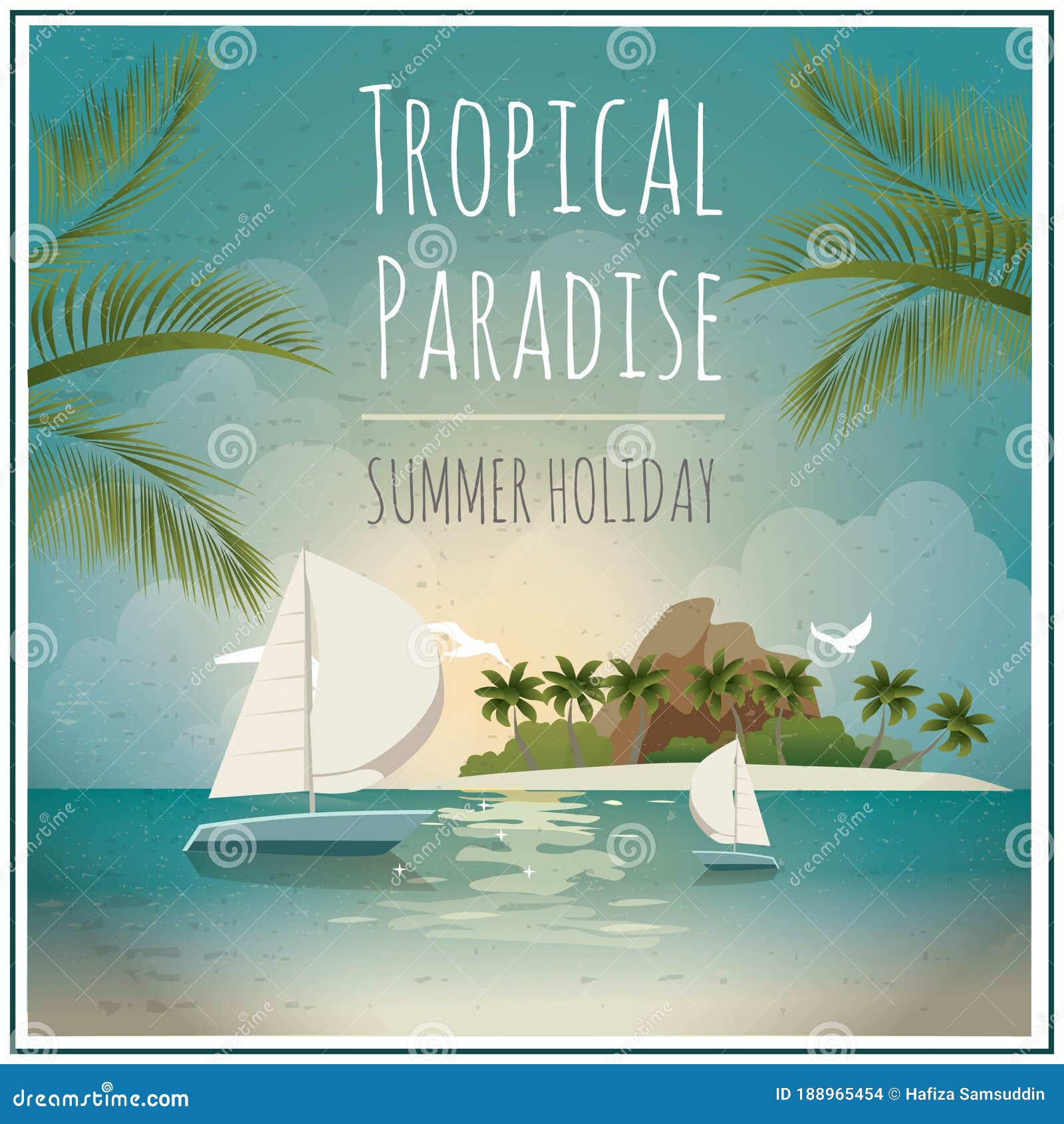 Seaside and Island Holiday Poster. Vector Illustration Decorative ...