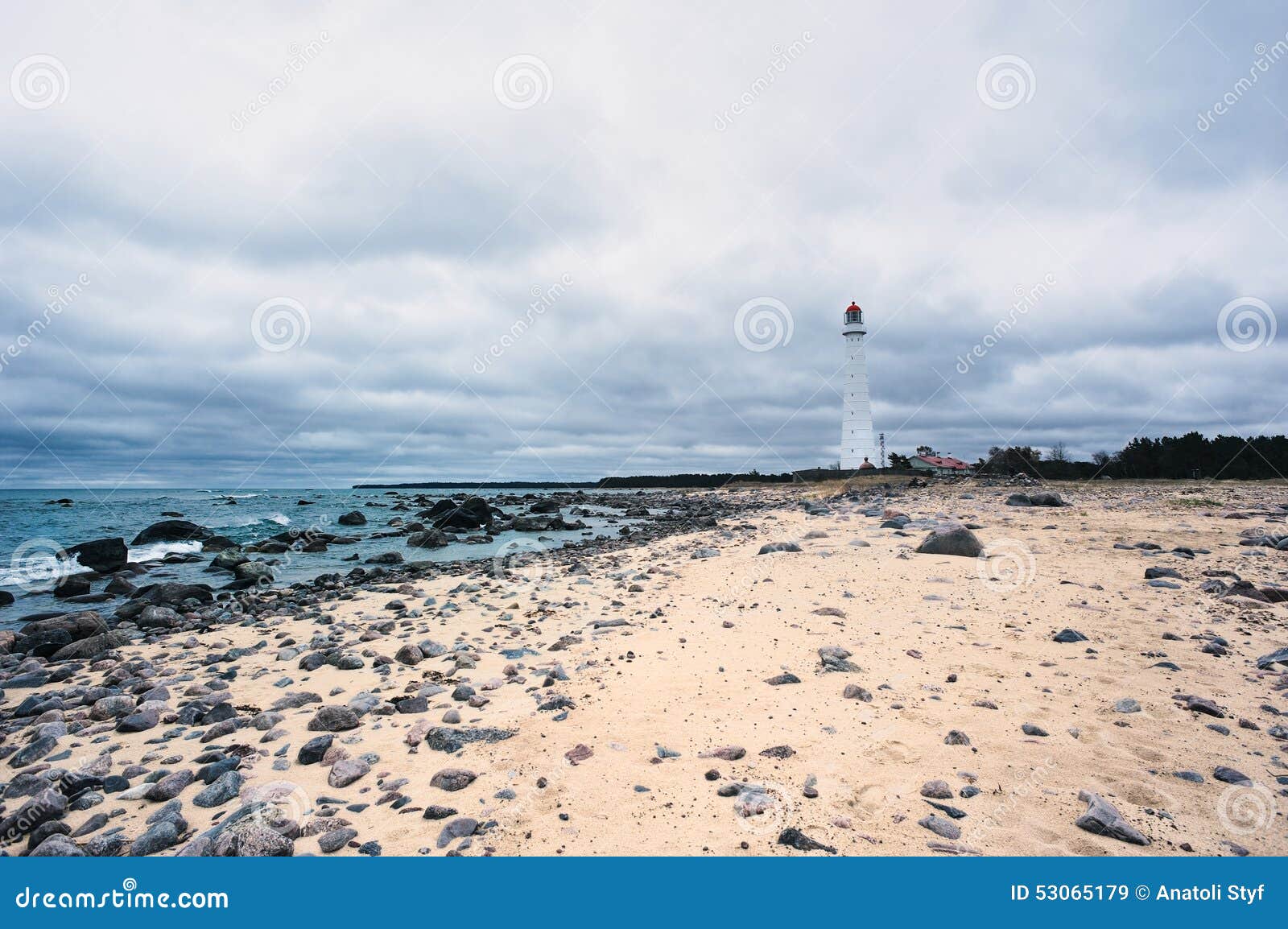 Seaside lighthouse stock image. Image of landscape, rocky - 53065179
