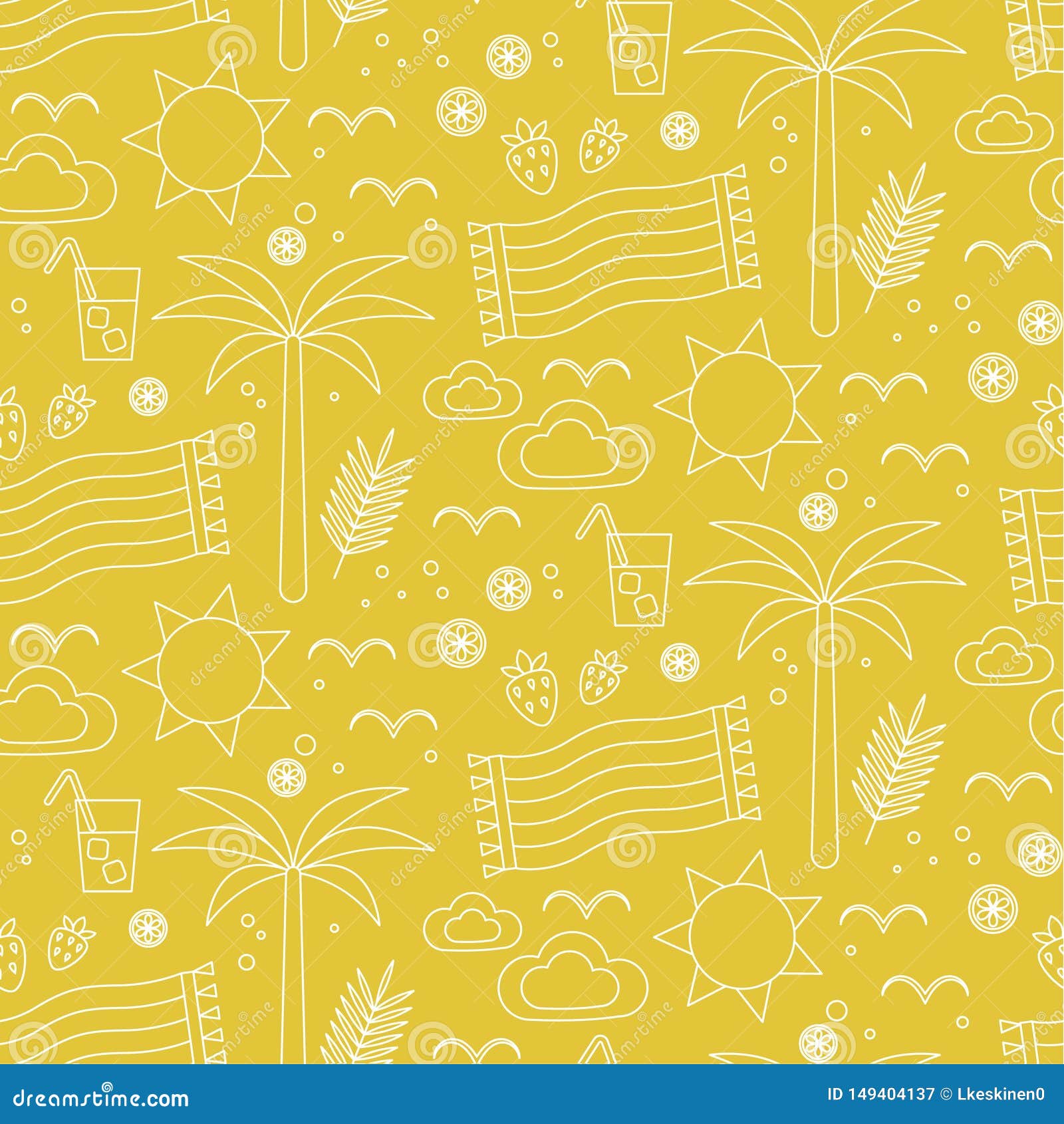 Seaside Pattern Flat Illustration Seamless Design Stock Vector ...