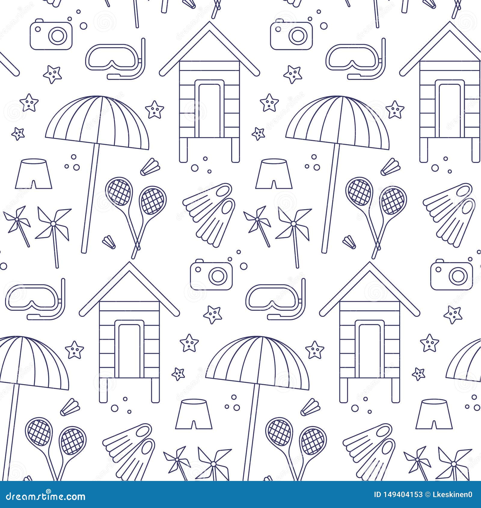 Seaside Pattern Flat Illustration Seamless Design Stock Vector ...