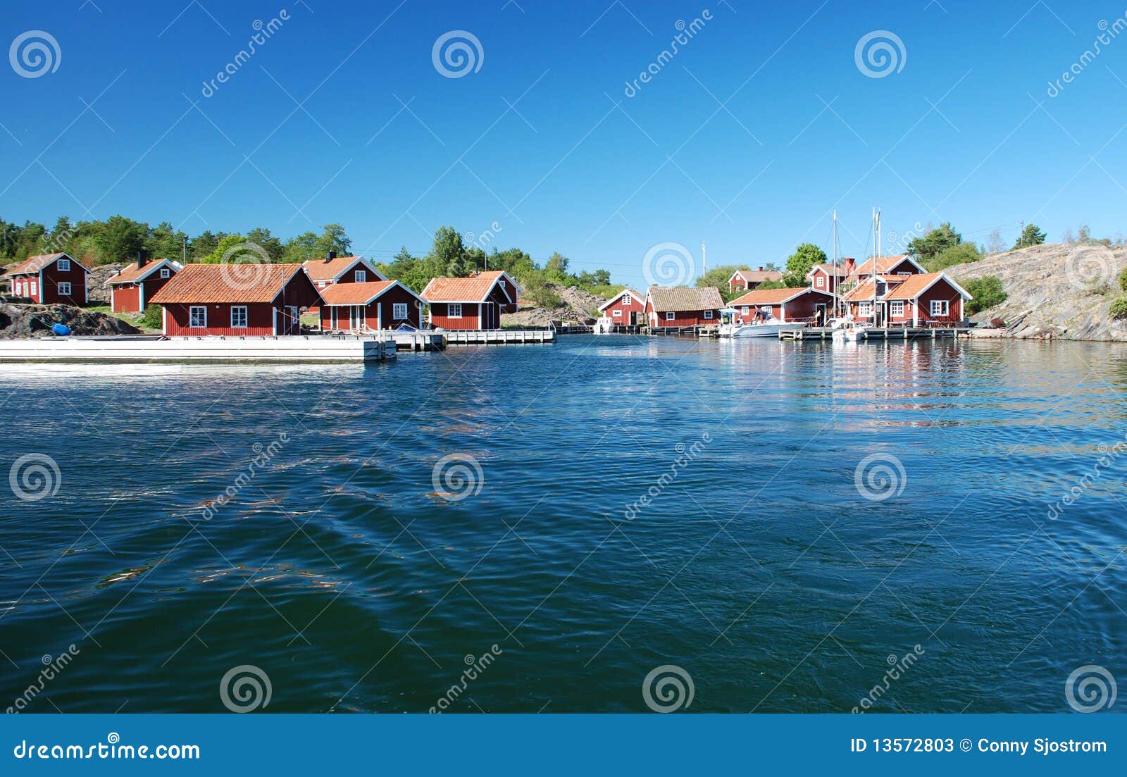 Seaside red cottages stock image. Image of wave, house - 13572803