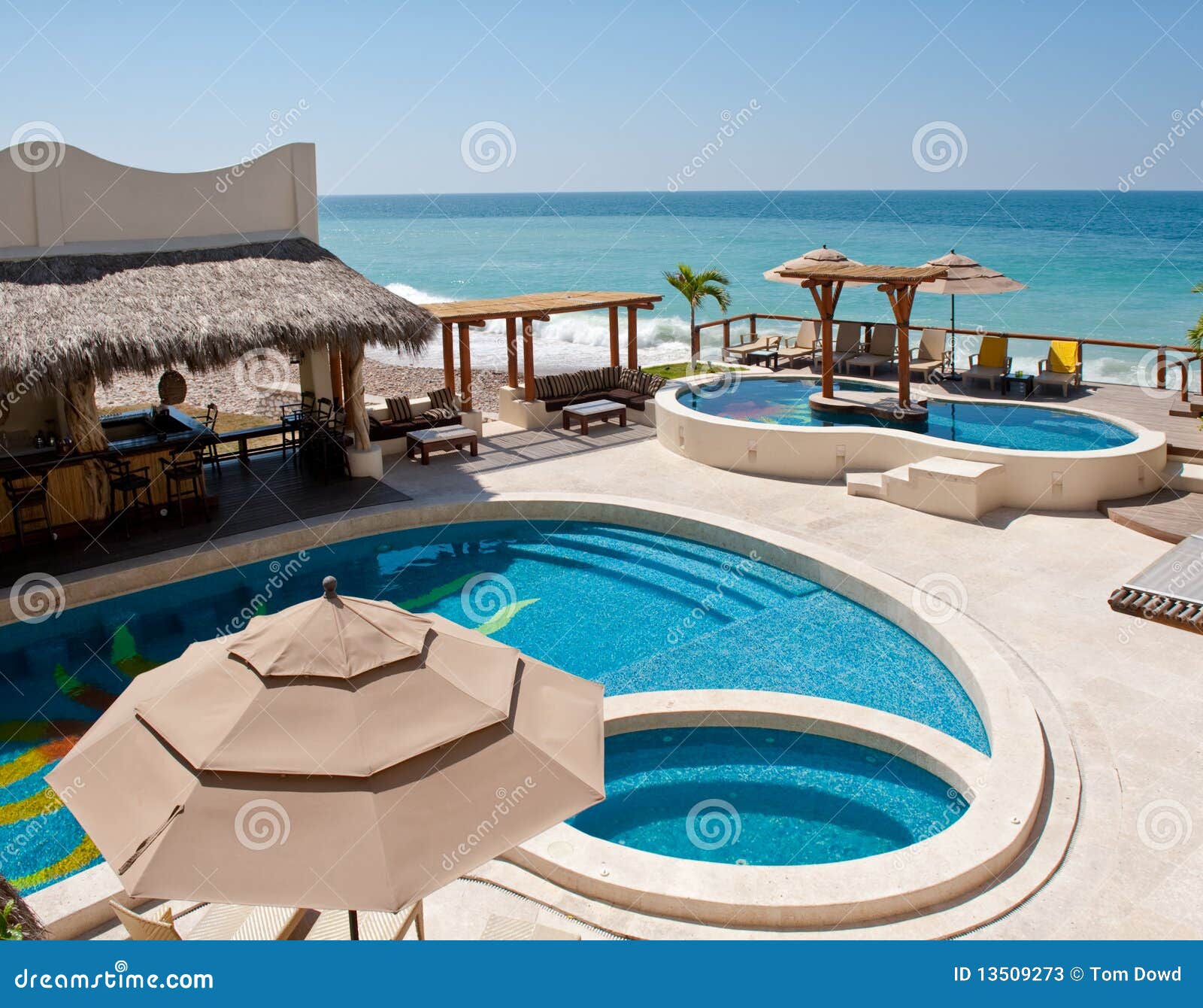 Seaside Resort Swimming Pools Stock Image - Image of seaside, shore ...