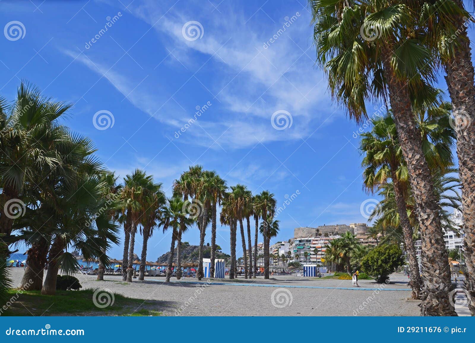 Seaside Resort Town Almunecar in Spain, Panorama Stock Photo - Image of ...