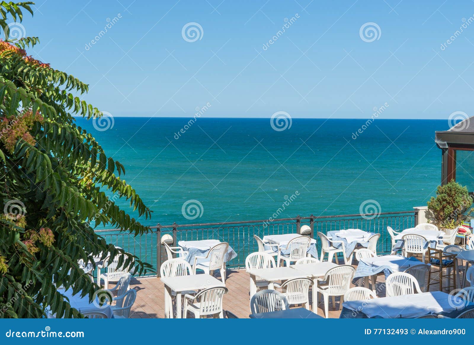 Seaside restaurant stock image. Image of view, landscape - 77132493
