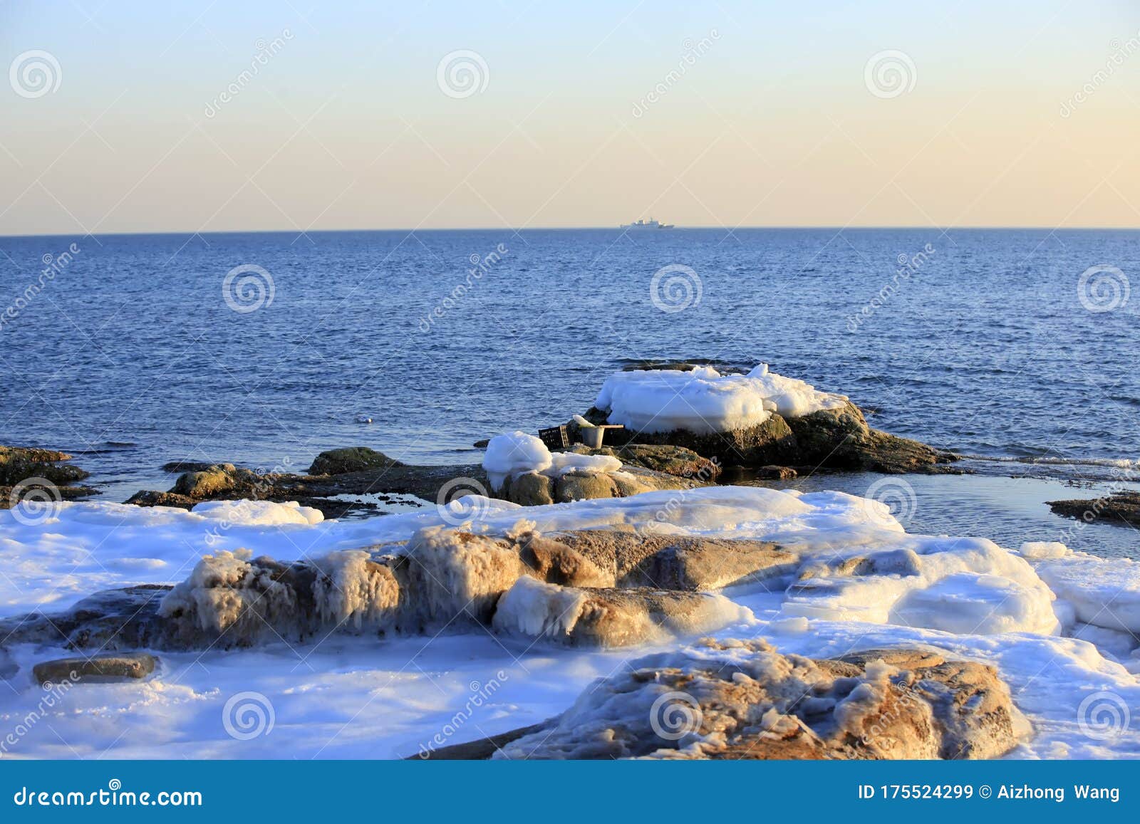 Seaside Scenery is in Winter Stock Image - Image of blue, mediterranean ...