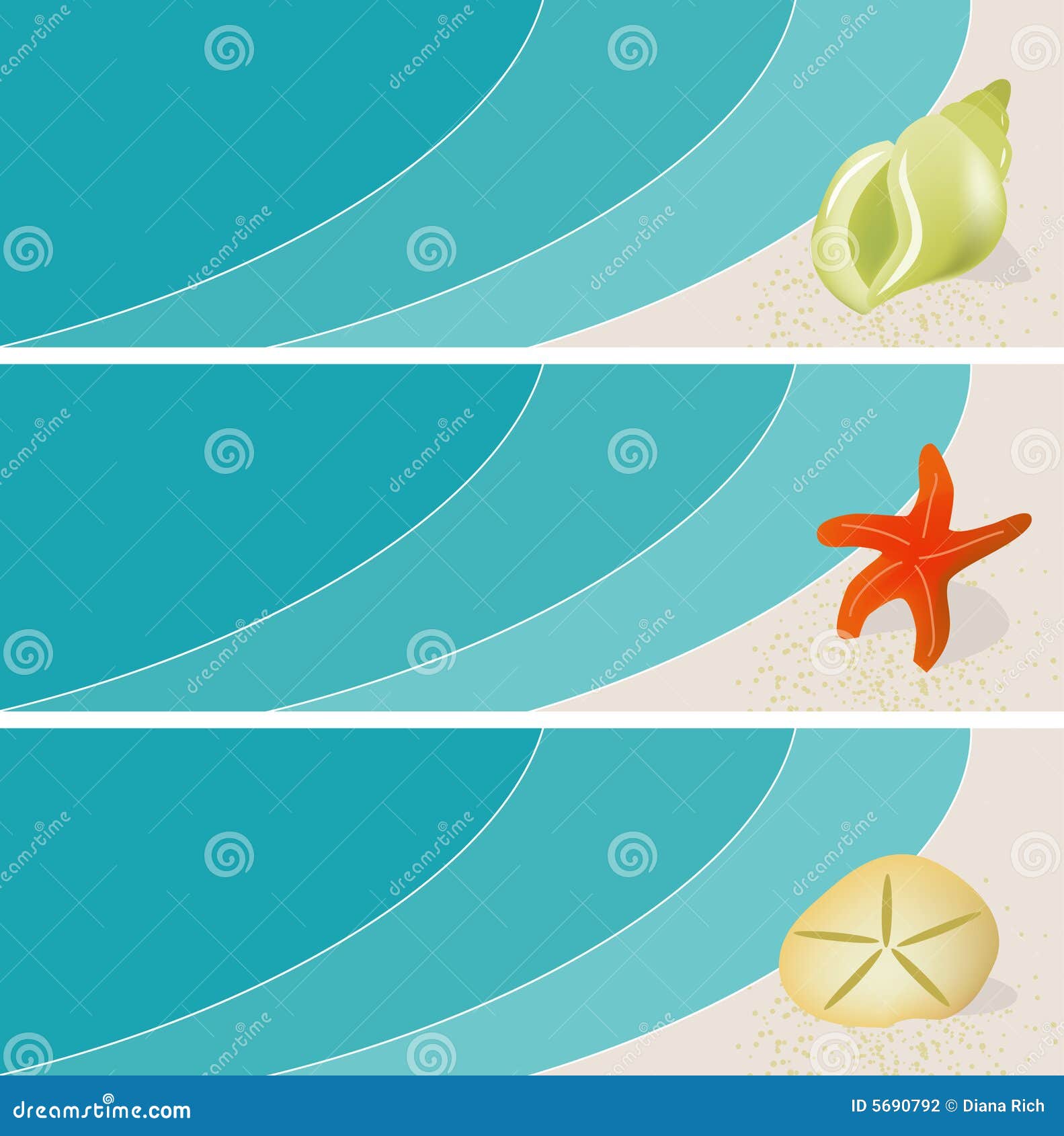 Seaside Seashell Banners stock vector. Illustration of surf - 5690792