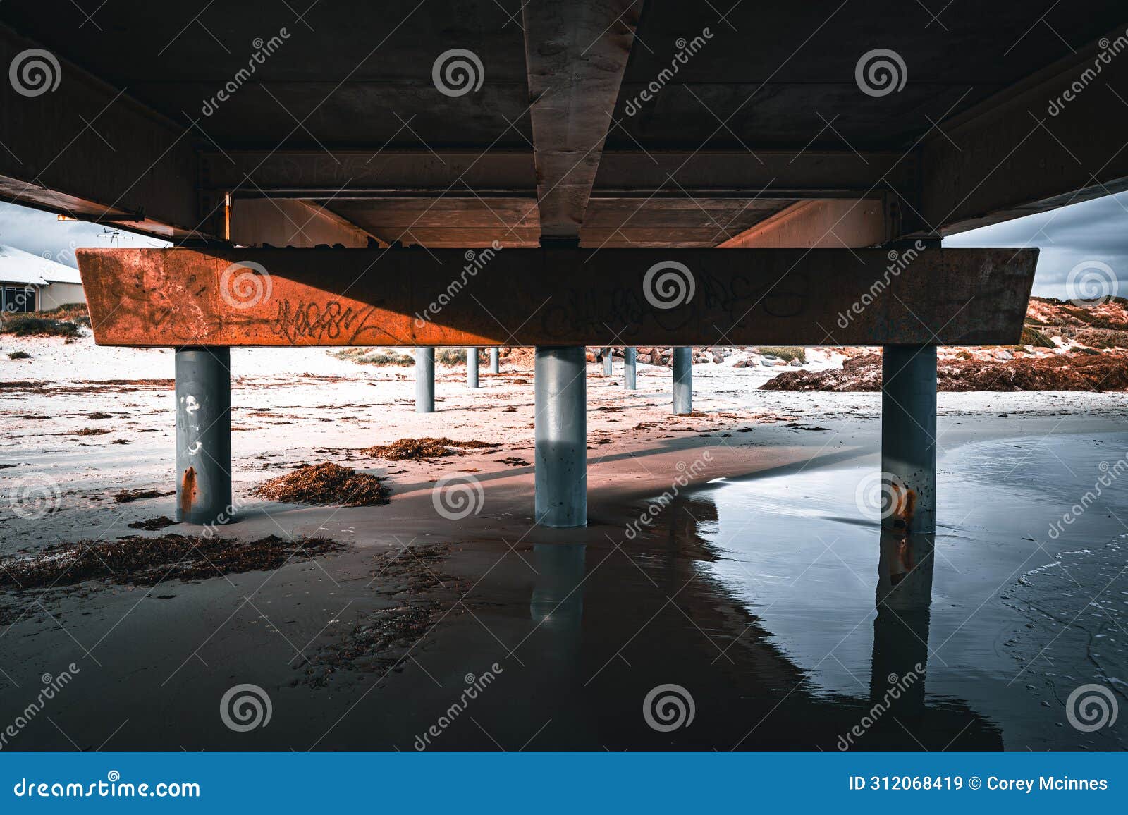 Seaside Structure and Scribbles Stock Image - Image of human, graffiti ...