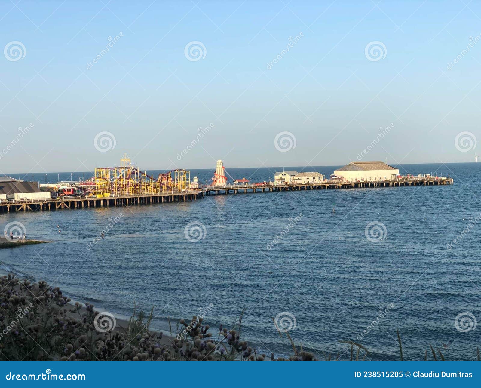 Seaside sunny day stock image. Image of beach, tower - 238515205