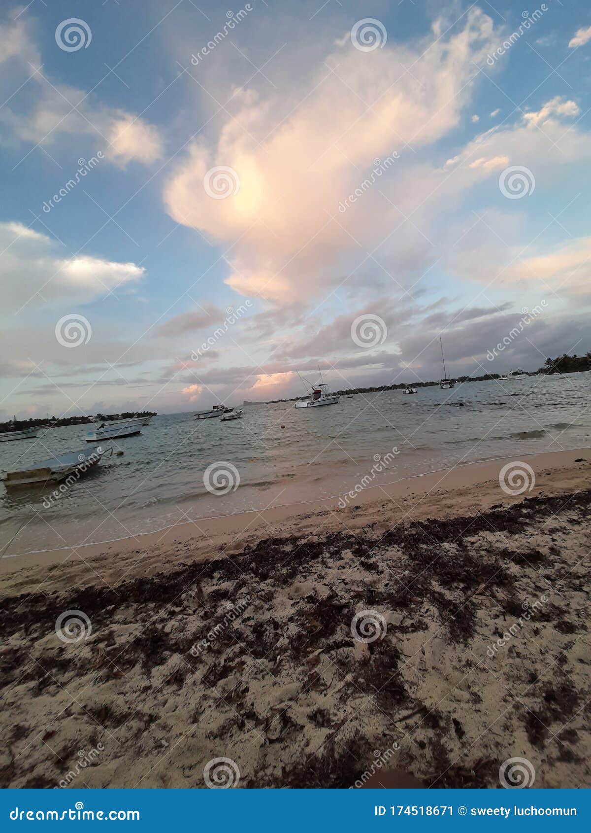 Seaside Sunset Beach in Mauritius North Stock Image - Image of north ...