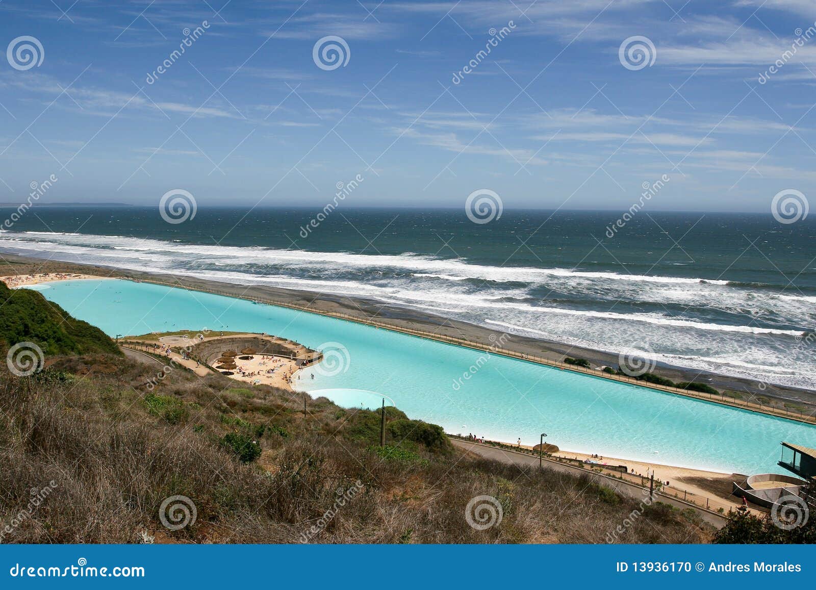 Seaside swimming pool stock photo. Image of wind, summer - 13936170