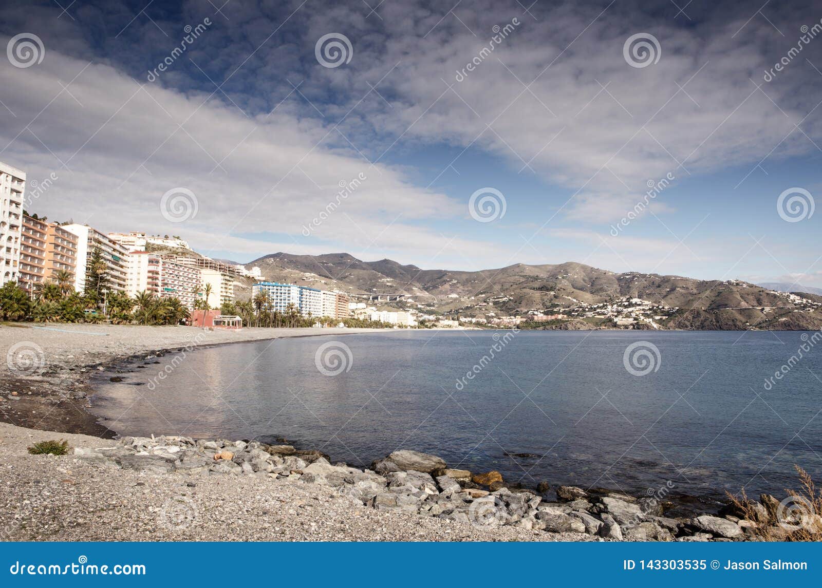 Seaside town of almunecar stock image. Image of landscape - 143303535